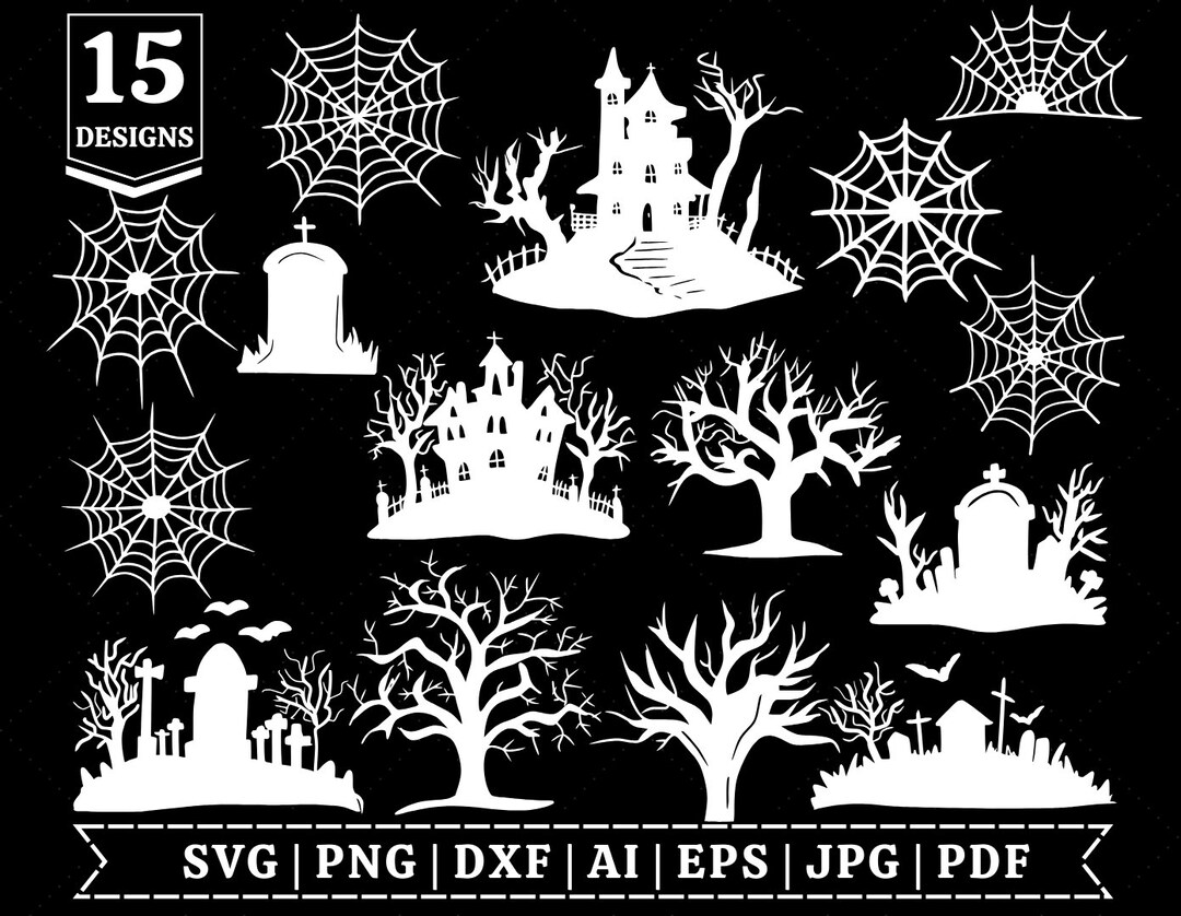 Halloween Clipart SVG Bundle | Spider Web Silhouette SVG Bundle ...