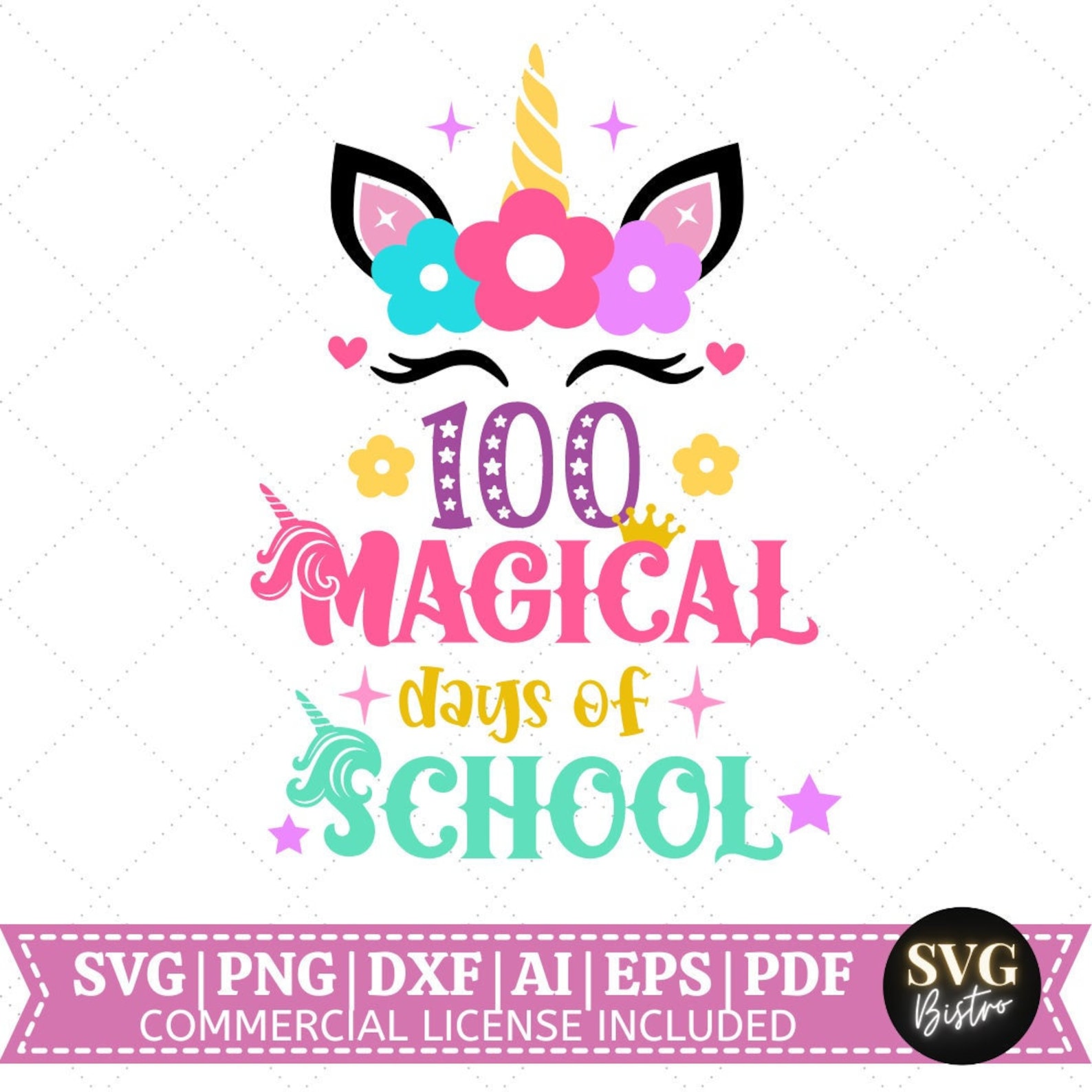 100 Days of School SVG Unicorn SVG Back to School SVG - Etsy