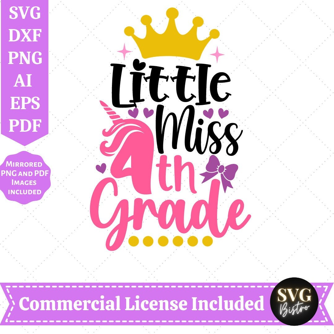 Fourth Grade SVG | Queen SVG | Unicorn SVG | Back to School Svg ...