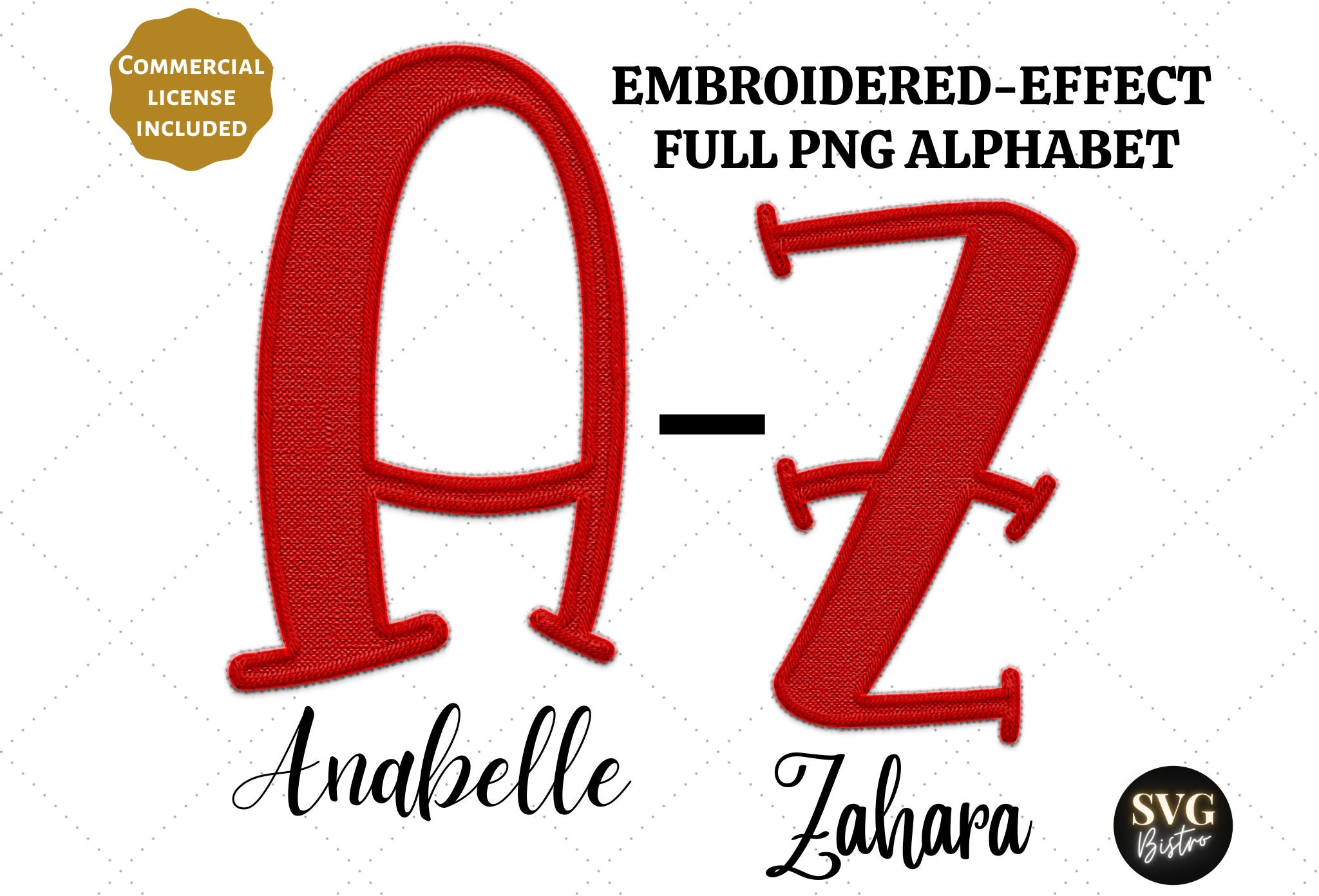 Embroidered-effect Alphabet PNG Bundle Stitch-effect Letters - Etsy