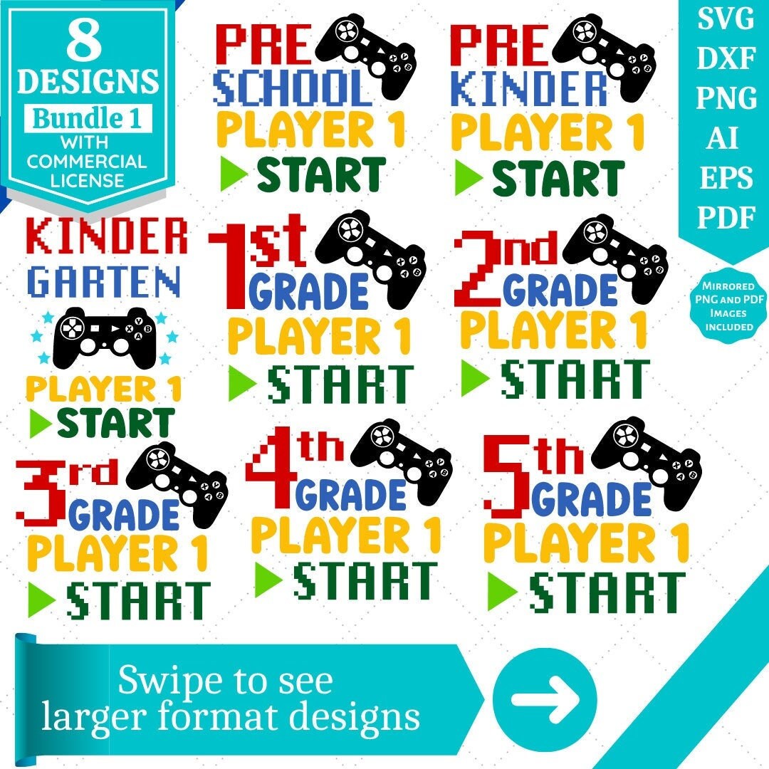 Back to School SVG Bundle | Gamer SVG | School Grade SVG | Gamer Shirt ...