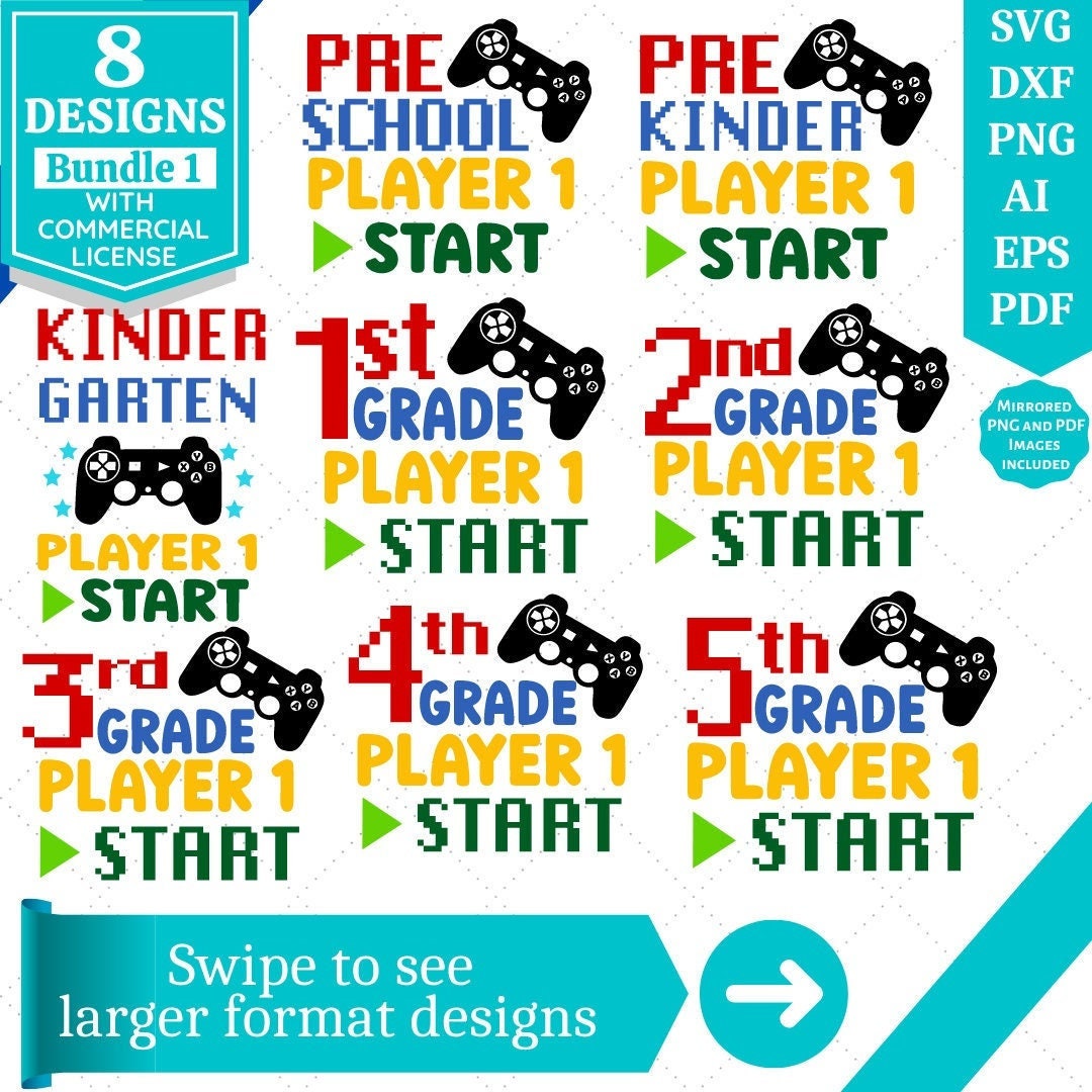 Back to School SVG Bundle Gamer SVG School Grade SVG - Etsy