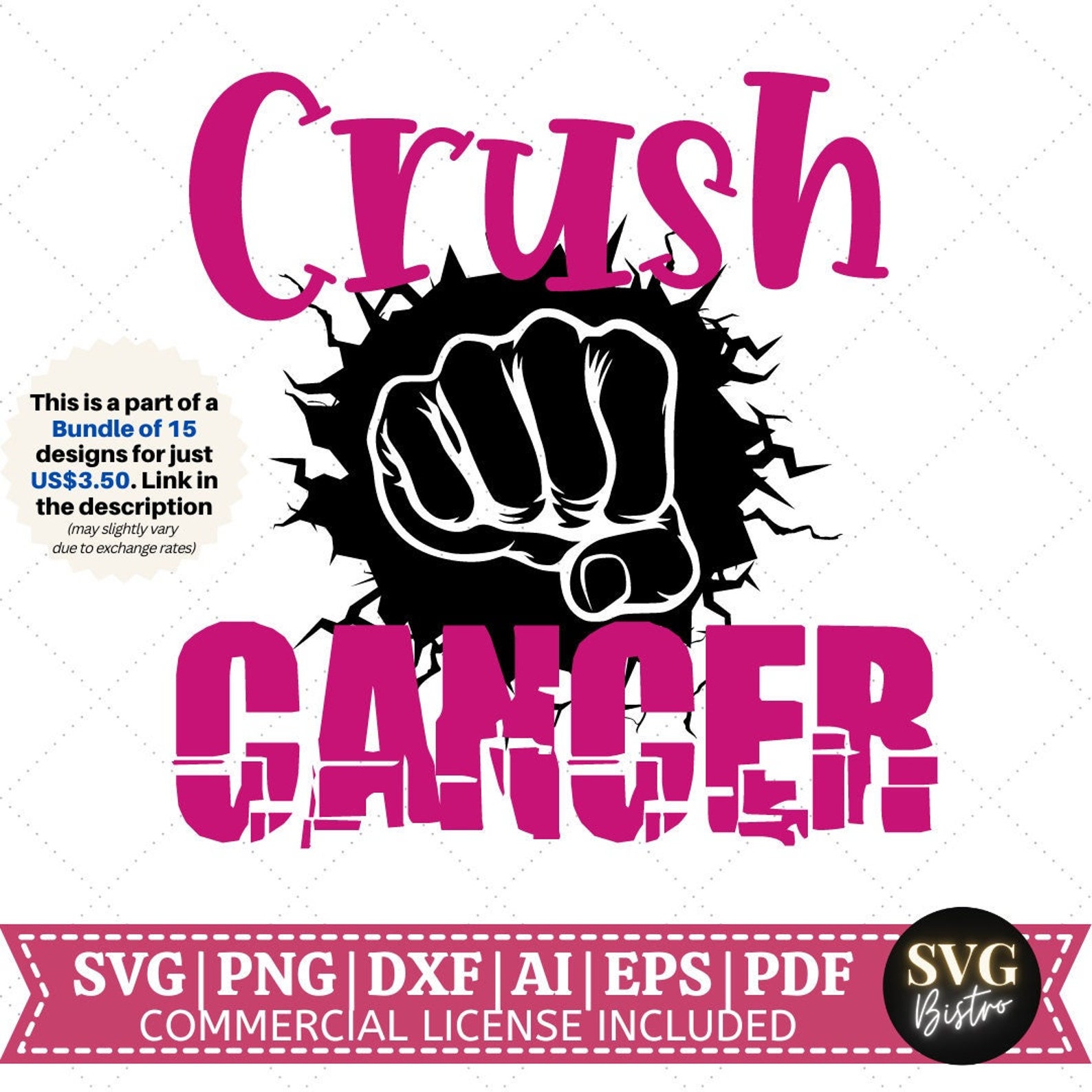 Crush Cancer SVG | Cancer Awareness SVG | Strong Svg| Breast Cancer Svg ...