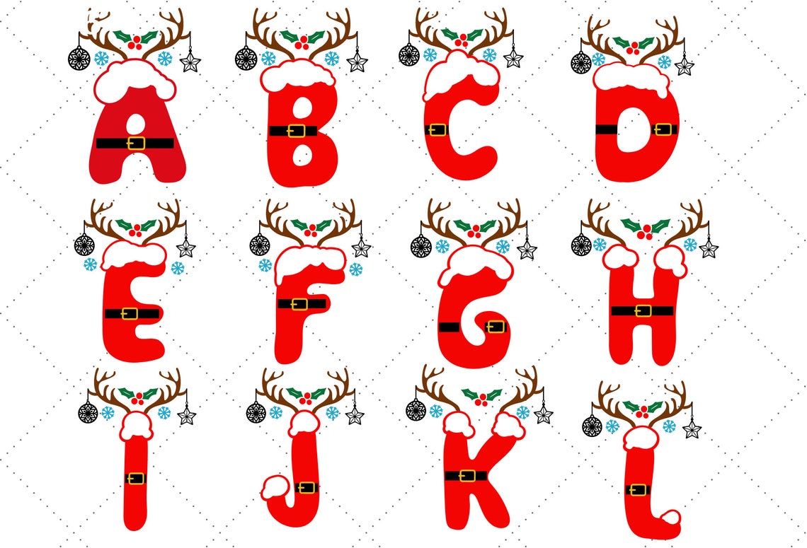 Christmas Monograms Bundle | Christmas Alphabet Monograms SVG | Santa ...