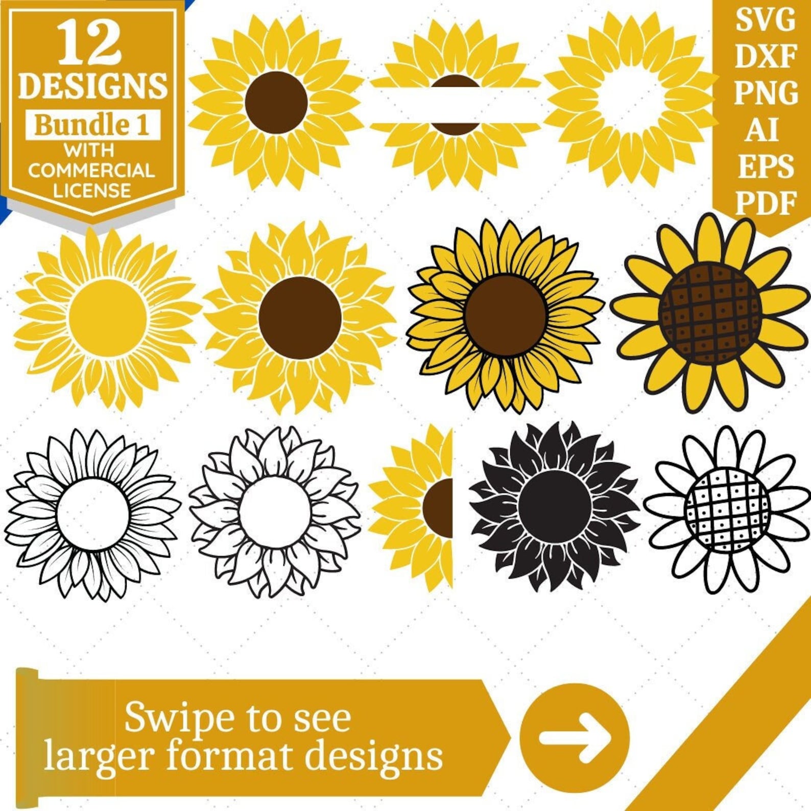Sunflower SVG Bundle Sunflower SVG Sunflower Monogram Svg - Etsy