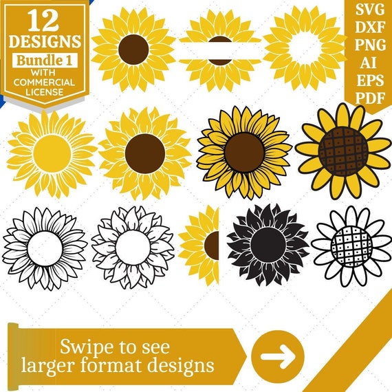 Sunflower SVG Bundle Sunflower SVG Sunflower Monogram Svg - Etsy
