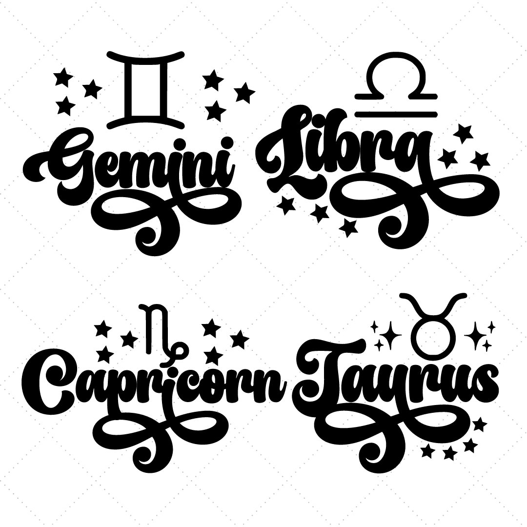 Zodiac Signs SVG Bundle | Zodiac SVG | Horoscope Svg | Retro Zodiac ...