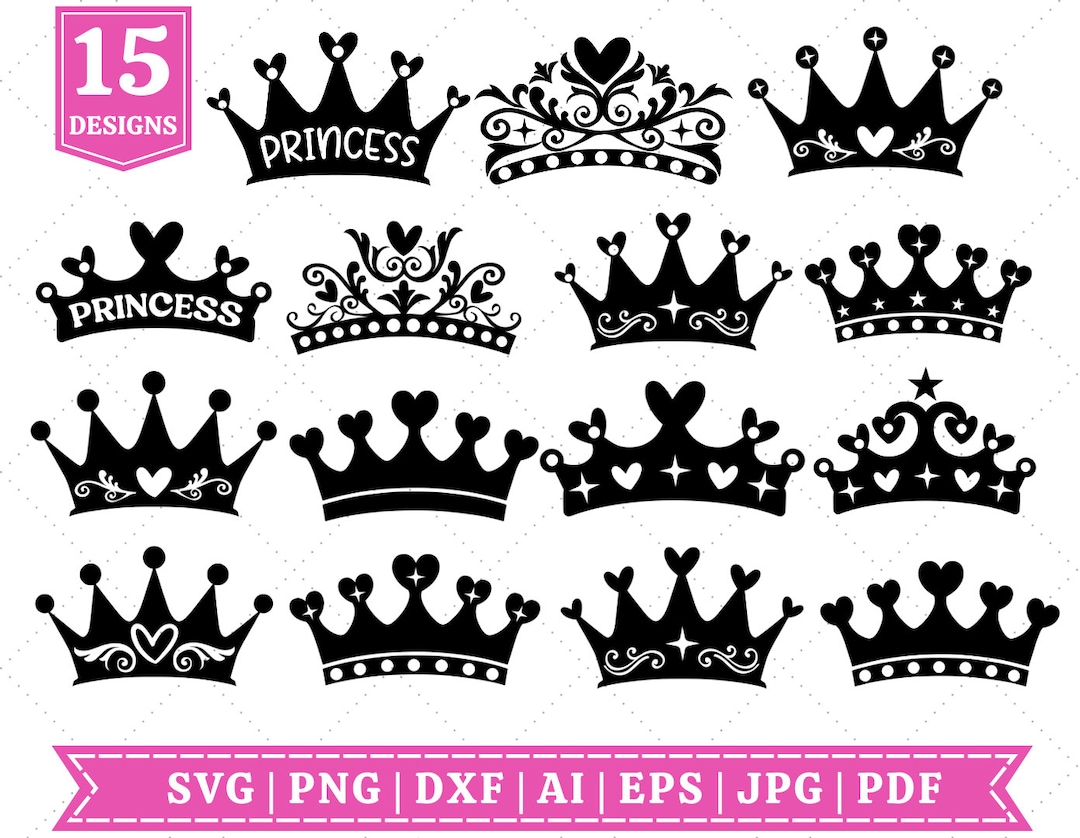 Crowns SVG Bundle | Crowns Silhouette SVG Bundle | Princess SVG | Queen ...