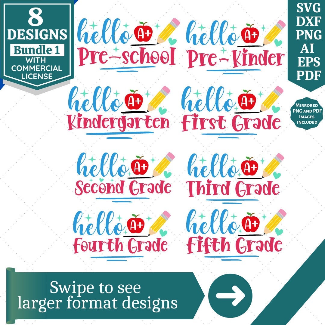 Back to School SVG Bundle | Hello School SVG | School Grade SVG ...