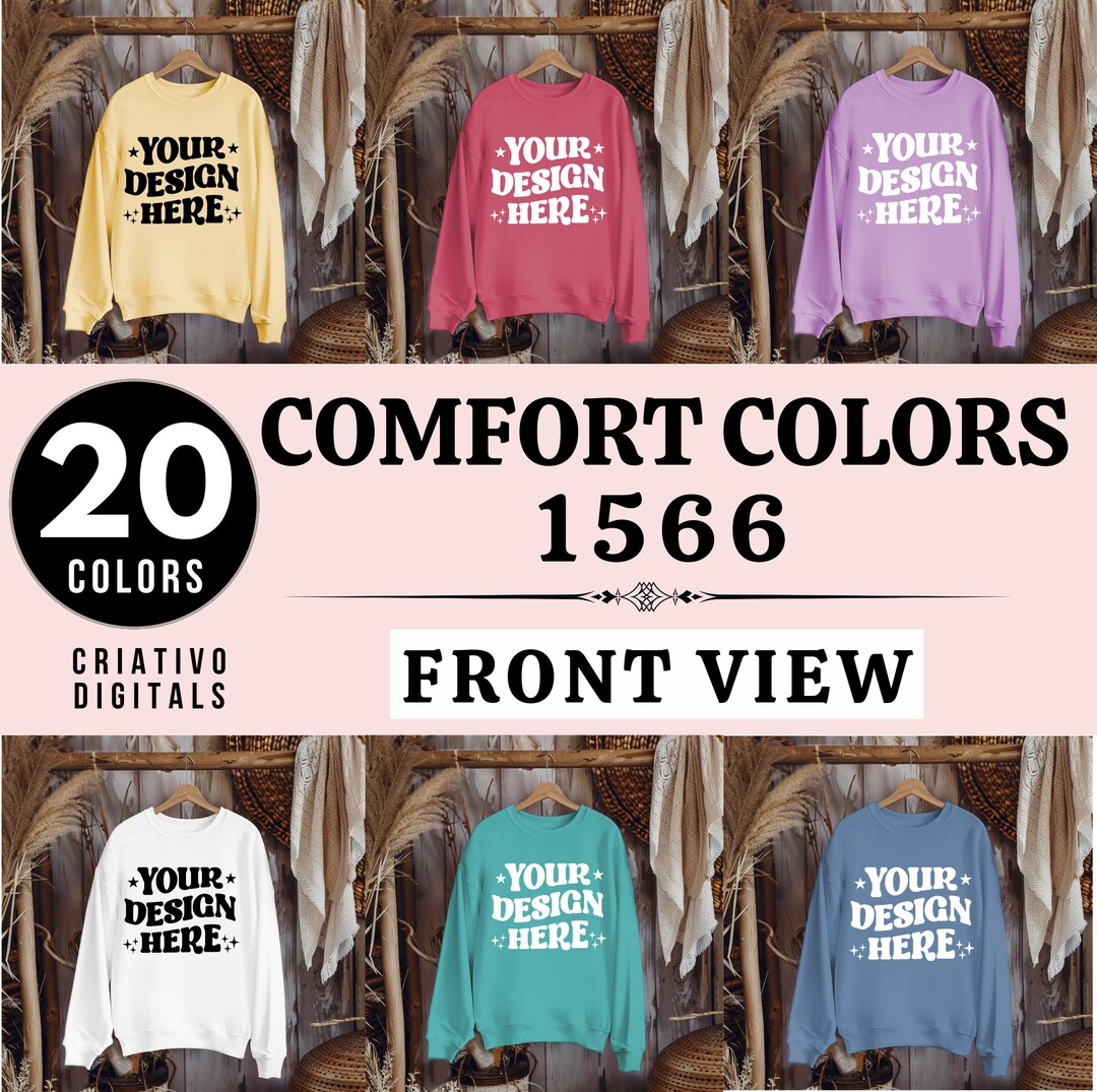 Comfort Colors C1566 Sweatshirt Mockup Bundle | C1566 Crewneck Mock-up ...