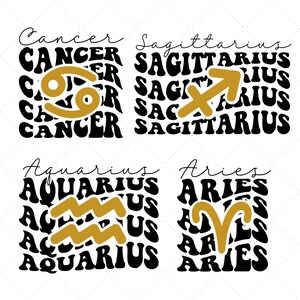 Zodiac Signs SVG Bundle | Zodiac SVG | Horoscope Svg | Retro Zodiac ...