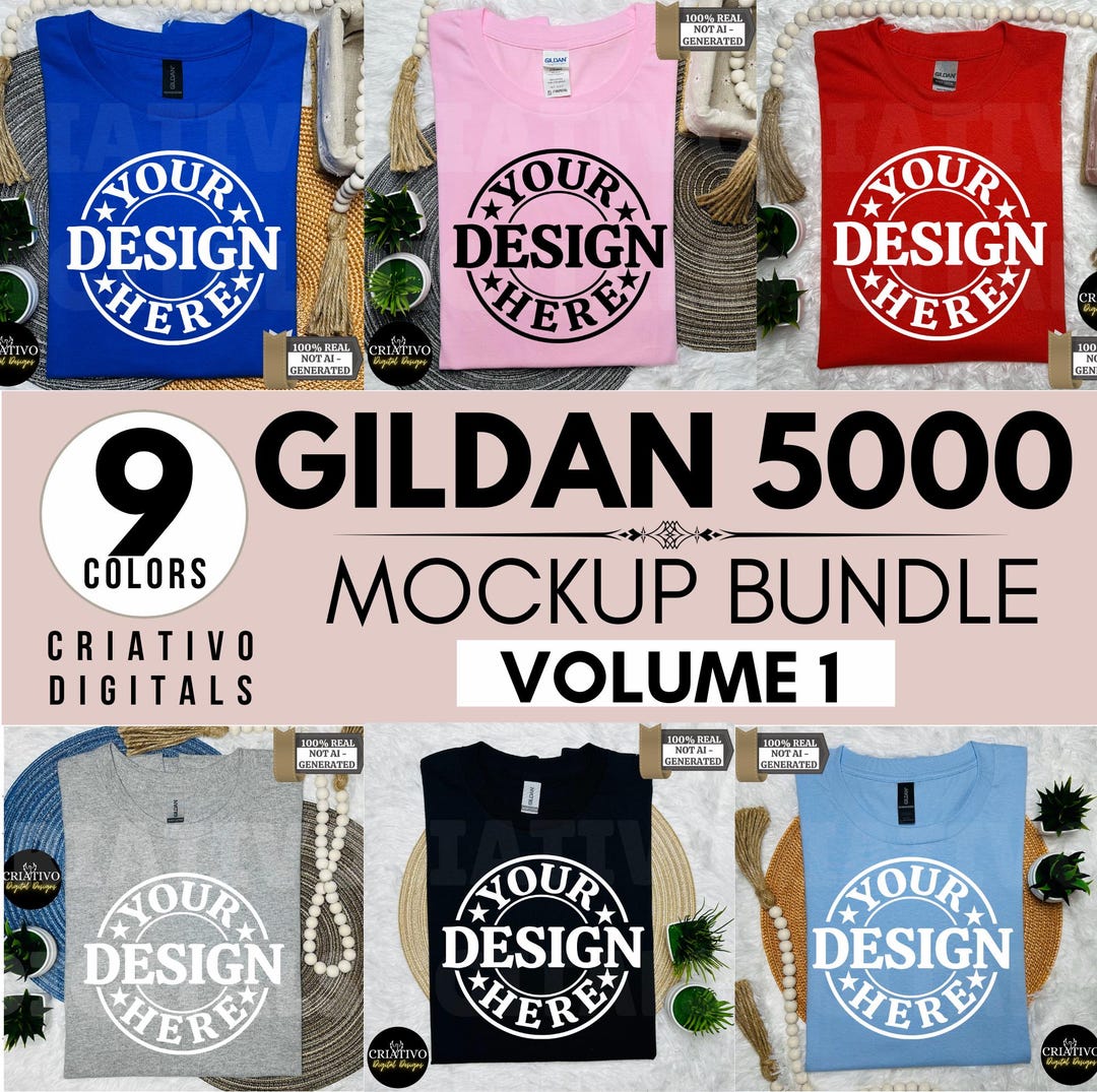 Gildan 5000 Mockup Bundle, G500 New Shop Essentials Collection, Popular ...