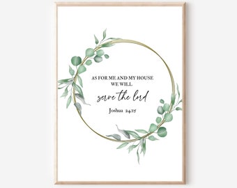 Joshua 24 15 Sign Faith Printable as for Me and My House - Etsy