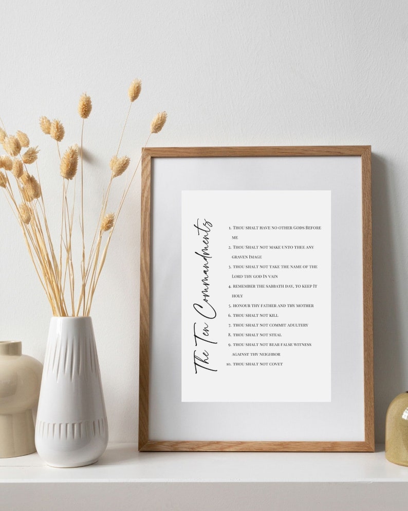 The Ten Commandments Bible Verse Wall Art Printable, Minimalist Modern ...