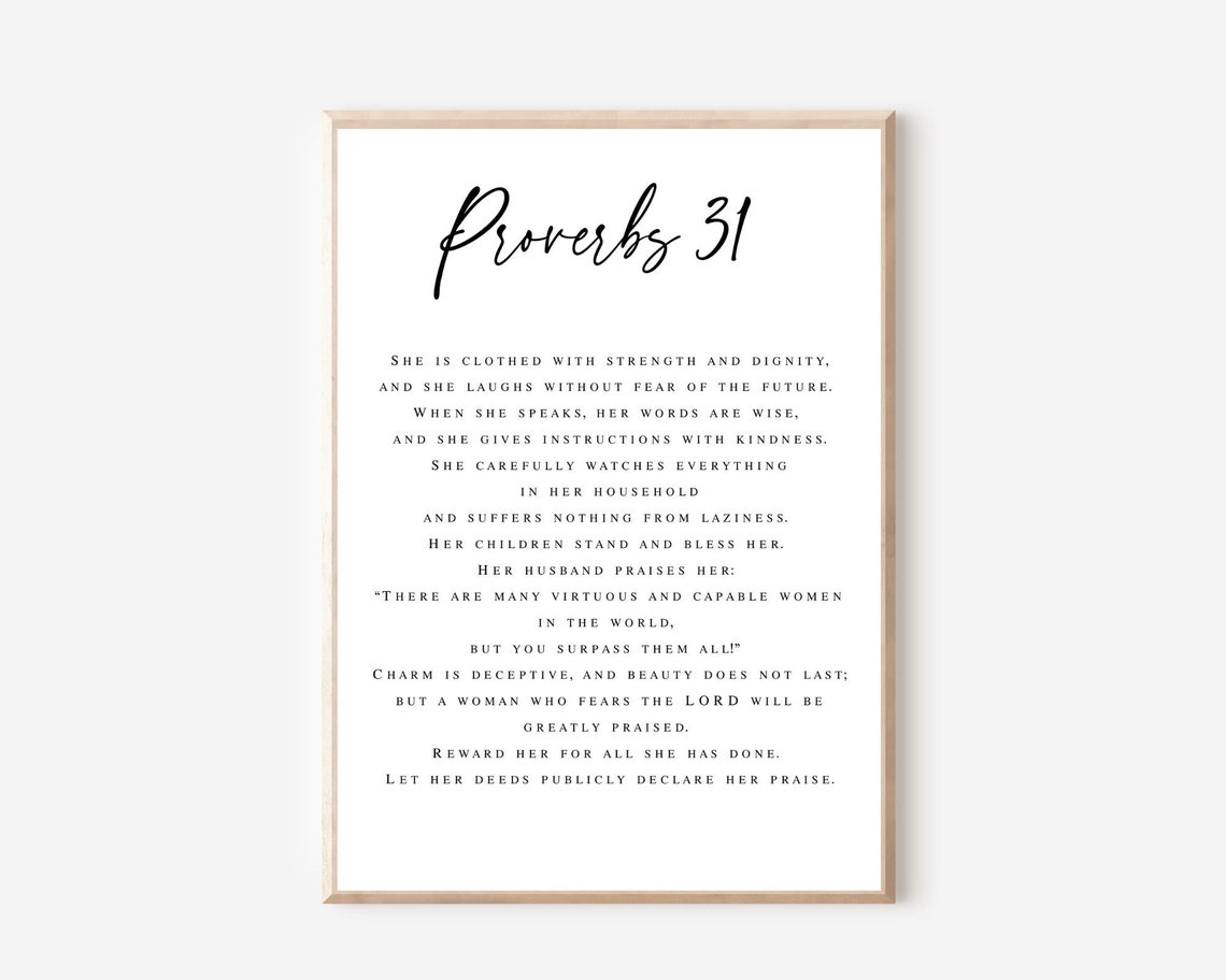 Proverbs 31 Bible Verse Printable Wall Art Mother's Day - Etsy