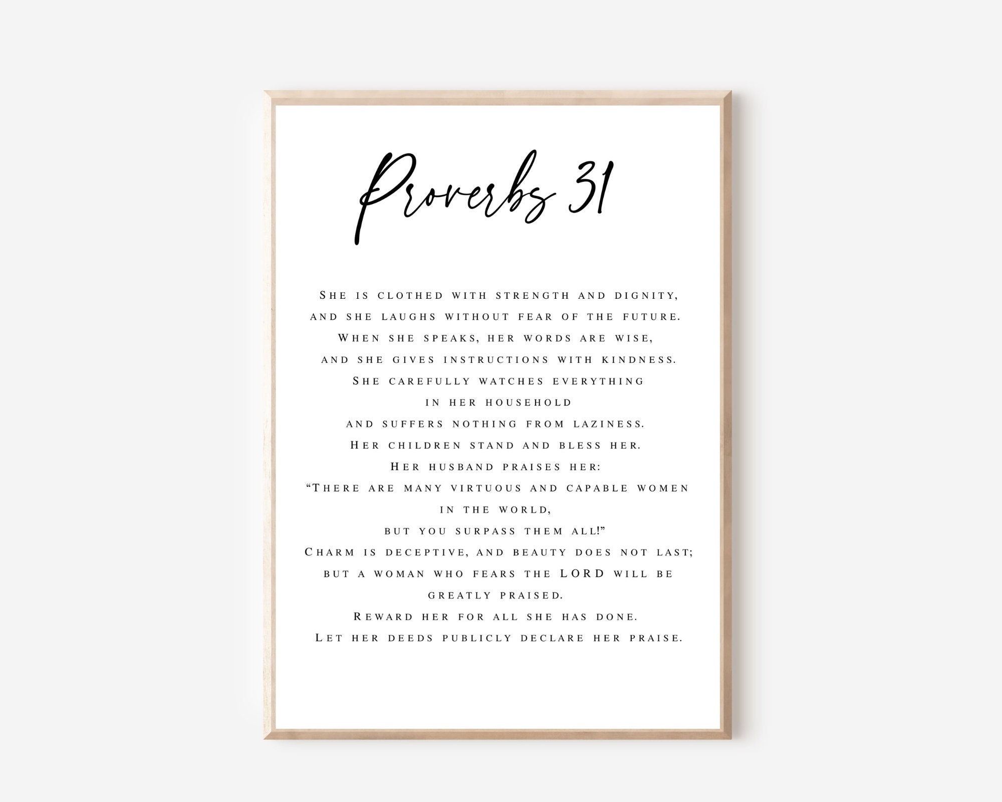 Proverbs 31 Bible Verse Printable Wall Art Mothers Day Christian