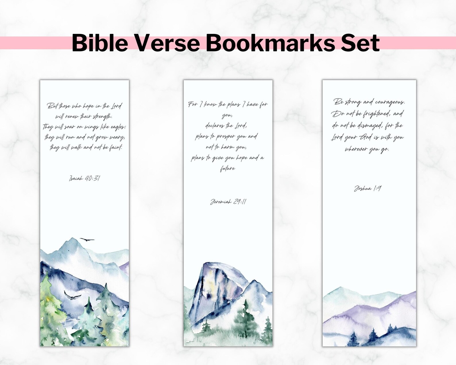 Printable Bible Verse Bookmarks, Set of 3 Christian Bookmarks ...