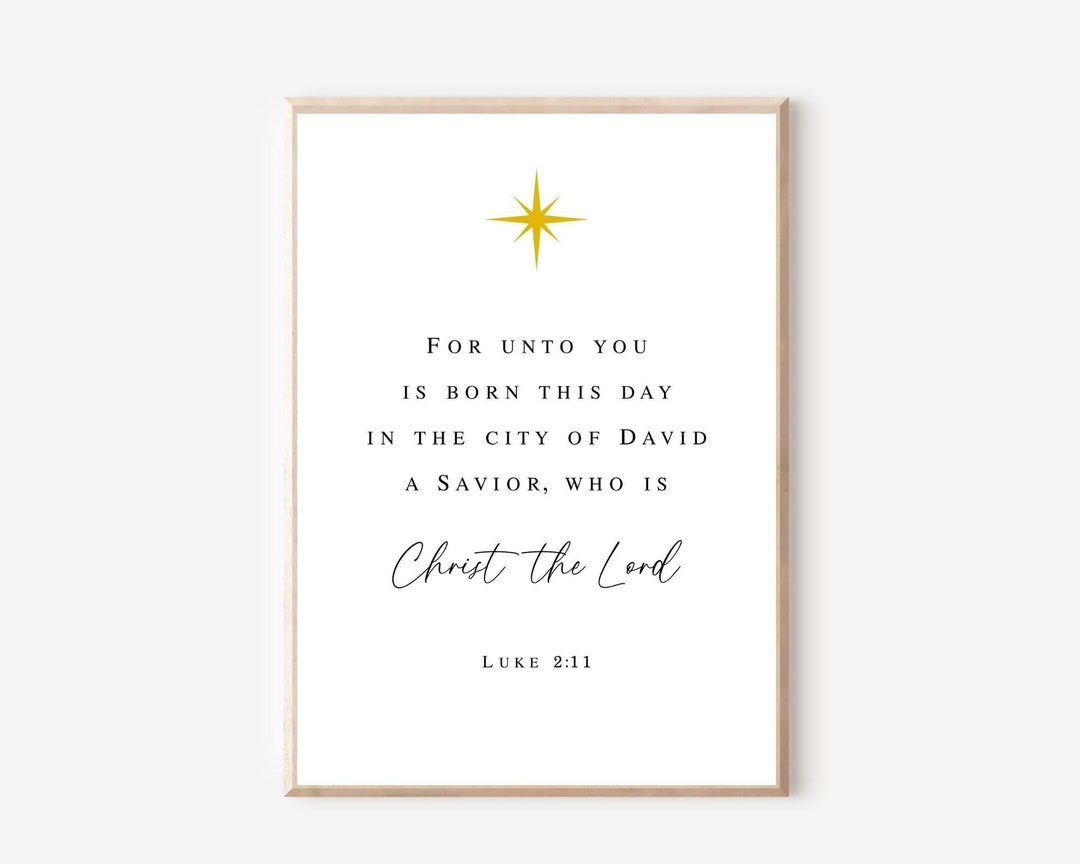 Luke 2:11 Christmas Bible Verse Wall Art Printable, Holiday Scripture ...