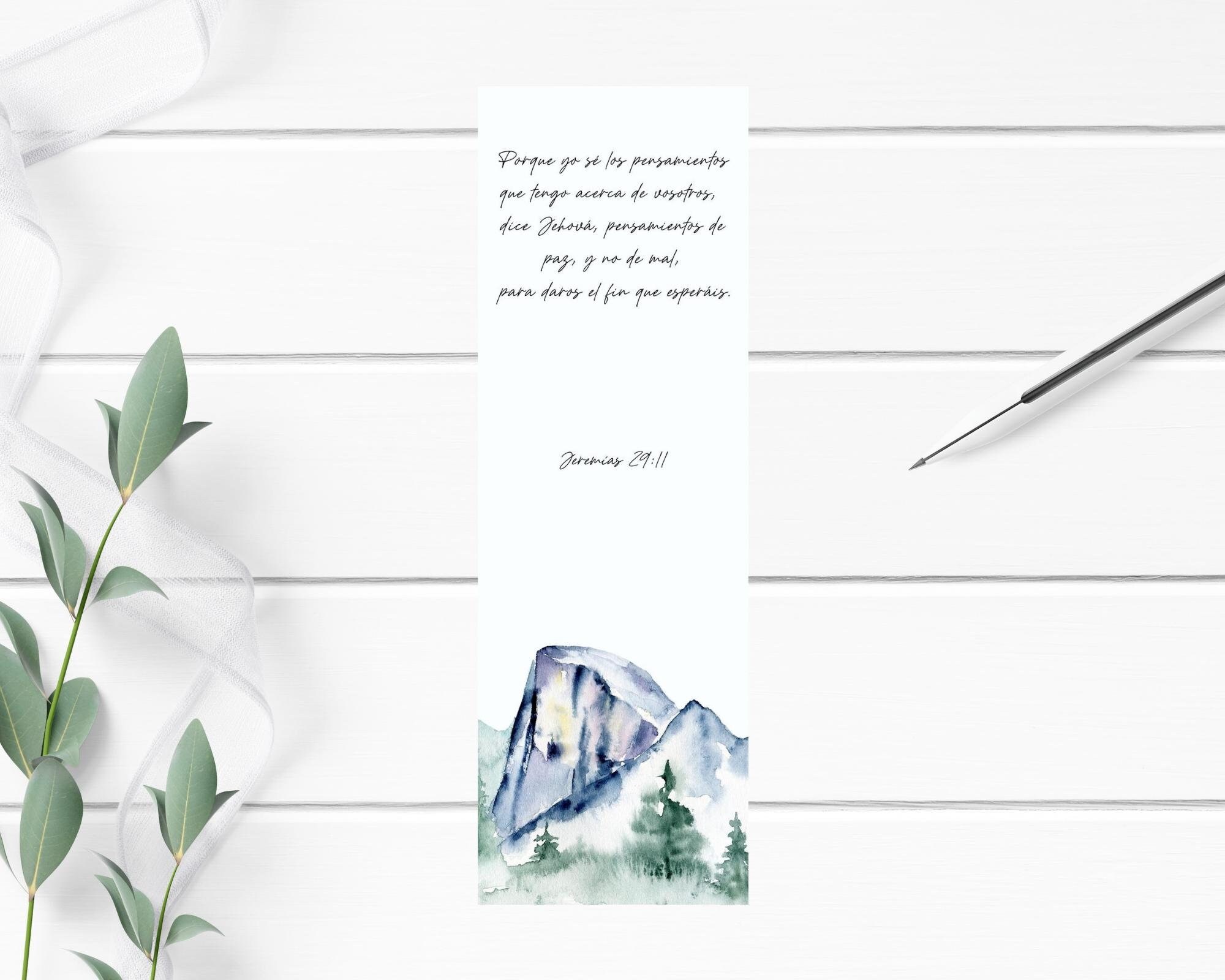 Spanish Bible Verse Bookmarks, Watercolor Mountain Design (printable ...