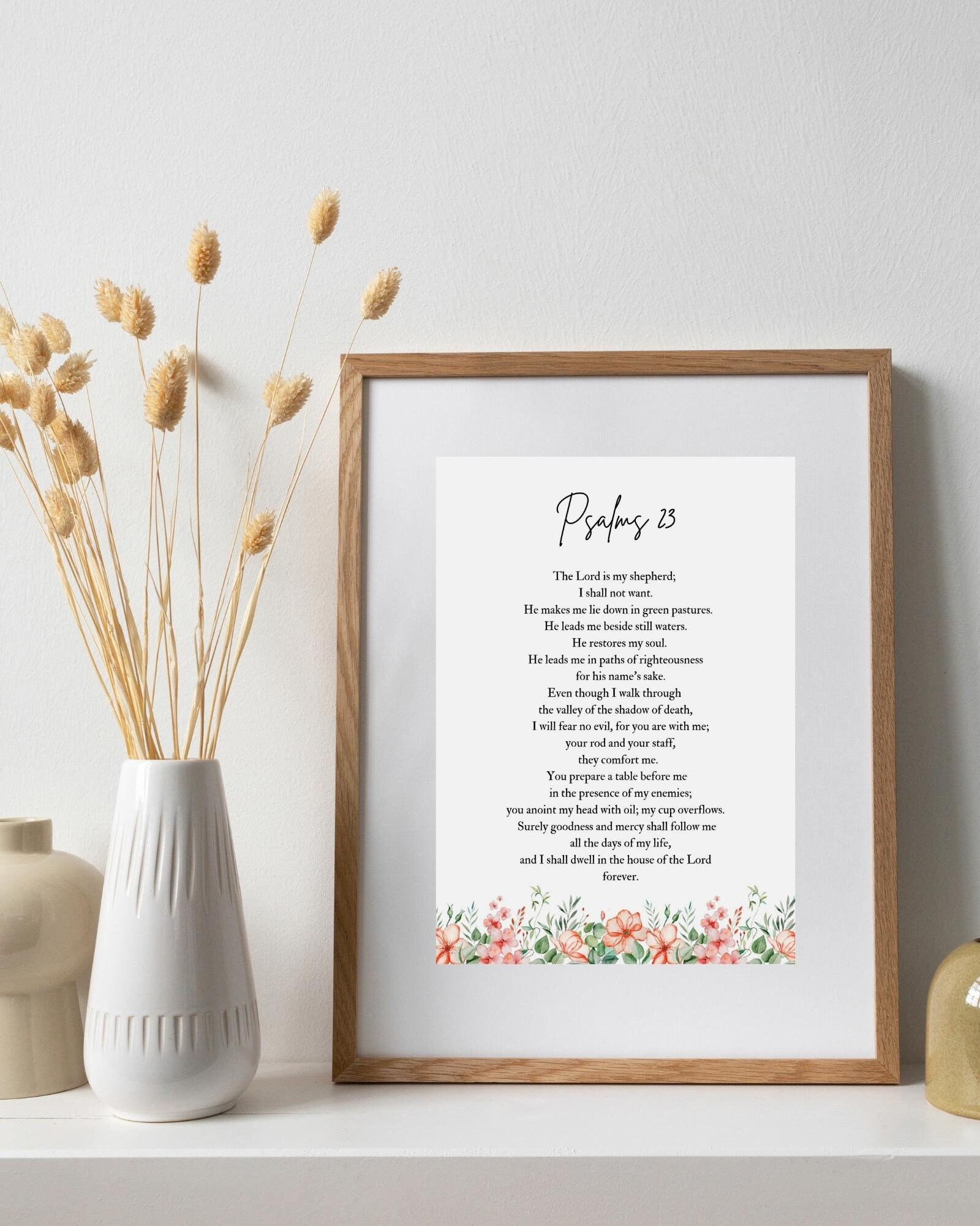 Psalms 23 Bible Verse Wall Art Printable, Minimalist Modern Scripture ...