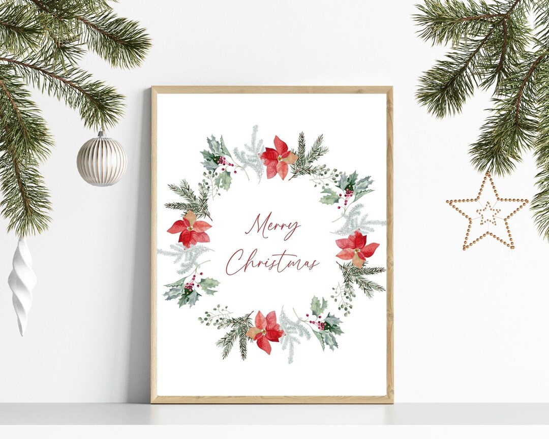 Merry Christmas Wall Art, Holiday Printable Wall Art, Christmas Home ...