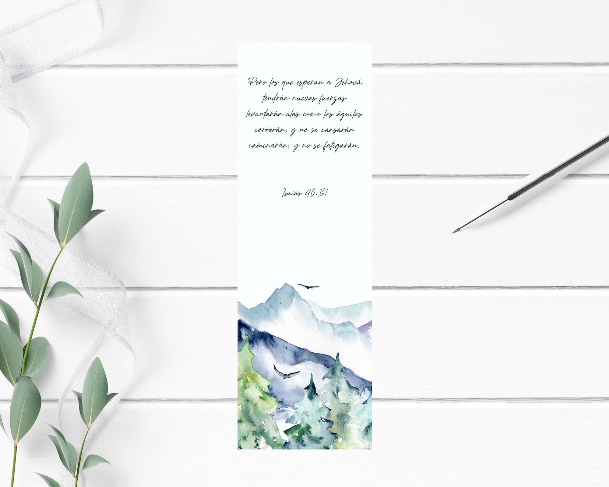 Spanish Bible Verse Bookmarks, Watercolor Mountain Design (printable ...