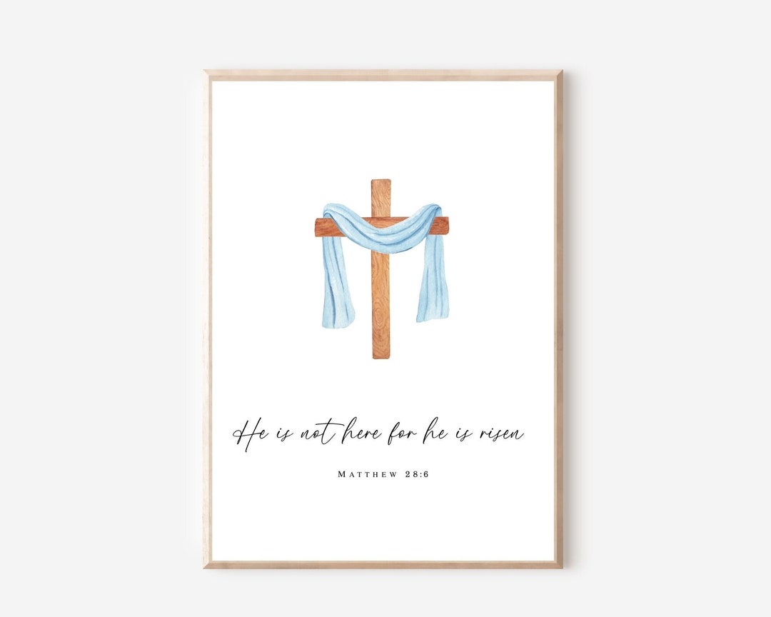 Matthew 28:6 He is Risen Easter Printable Wall Art, Easter Quote Bible ...