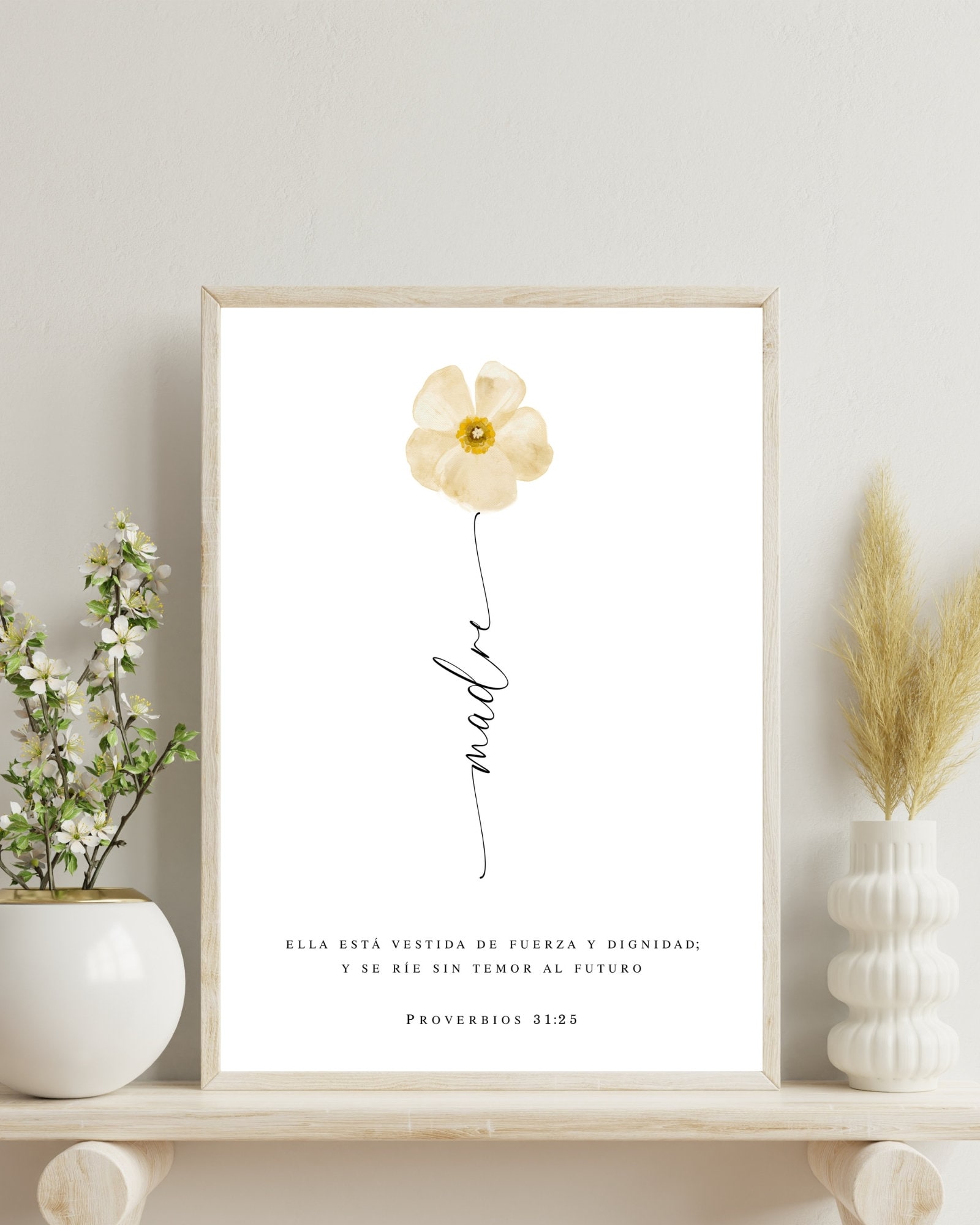 Proverbs 31:25 Spanish Bible Verse Printable, Mother's Day Gift ...
