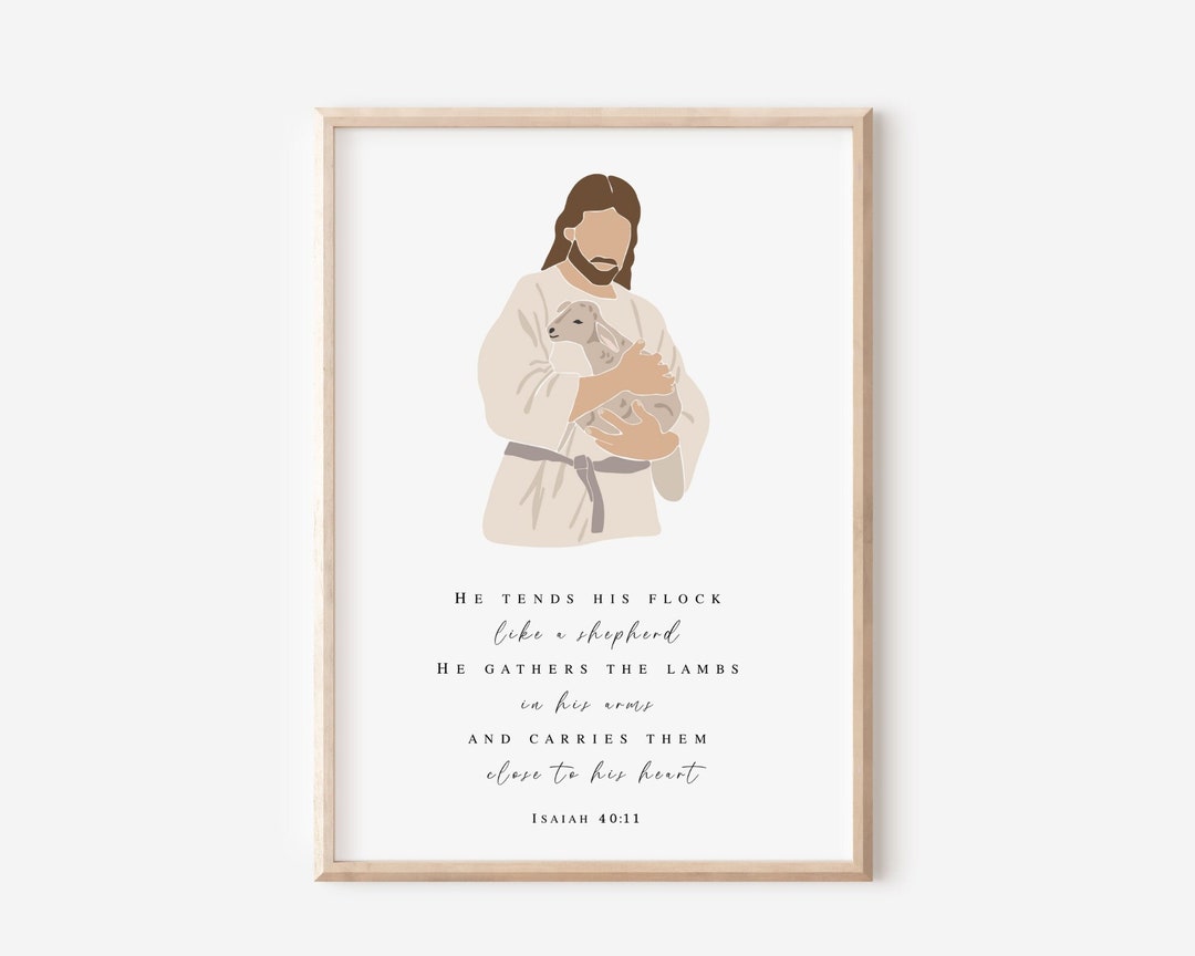 Isaiah 40:11 He Tends His Flock Like A Shepherd, Bible Verse Printable ...