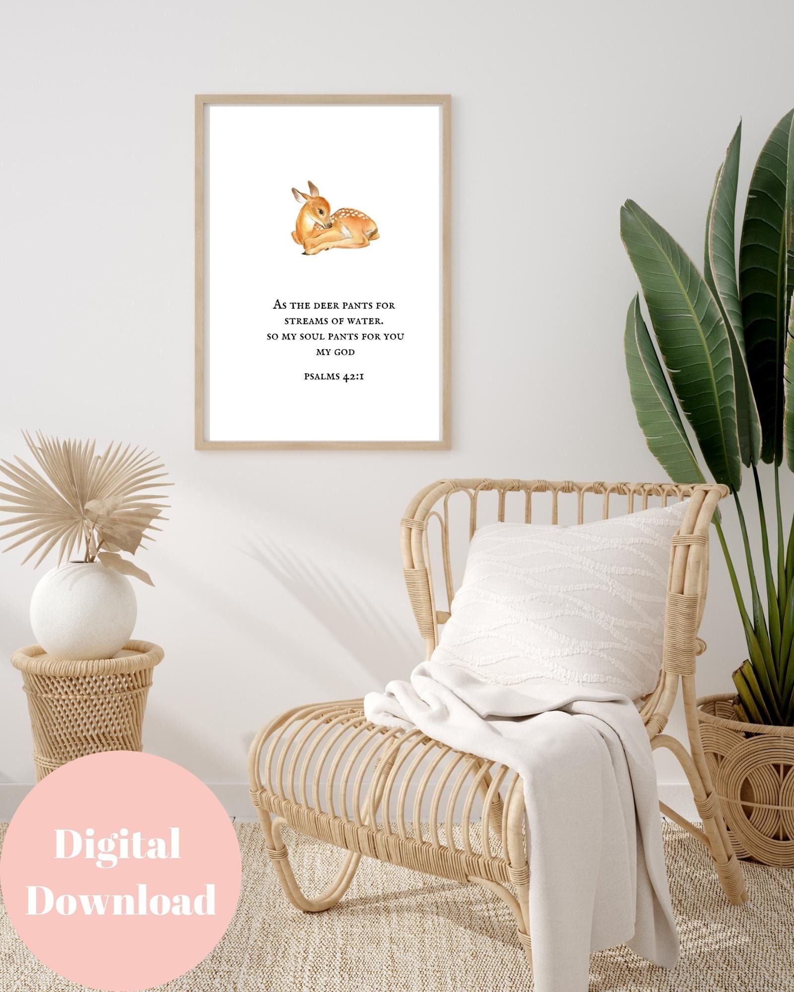 Psalms 42:1, as the Deer, Bible Verse Wall Art Printable, Minimalist ...