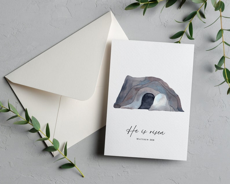 Matthew 28:6 He is Risen Easter Printable Wall Art, Easter Scripture ...