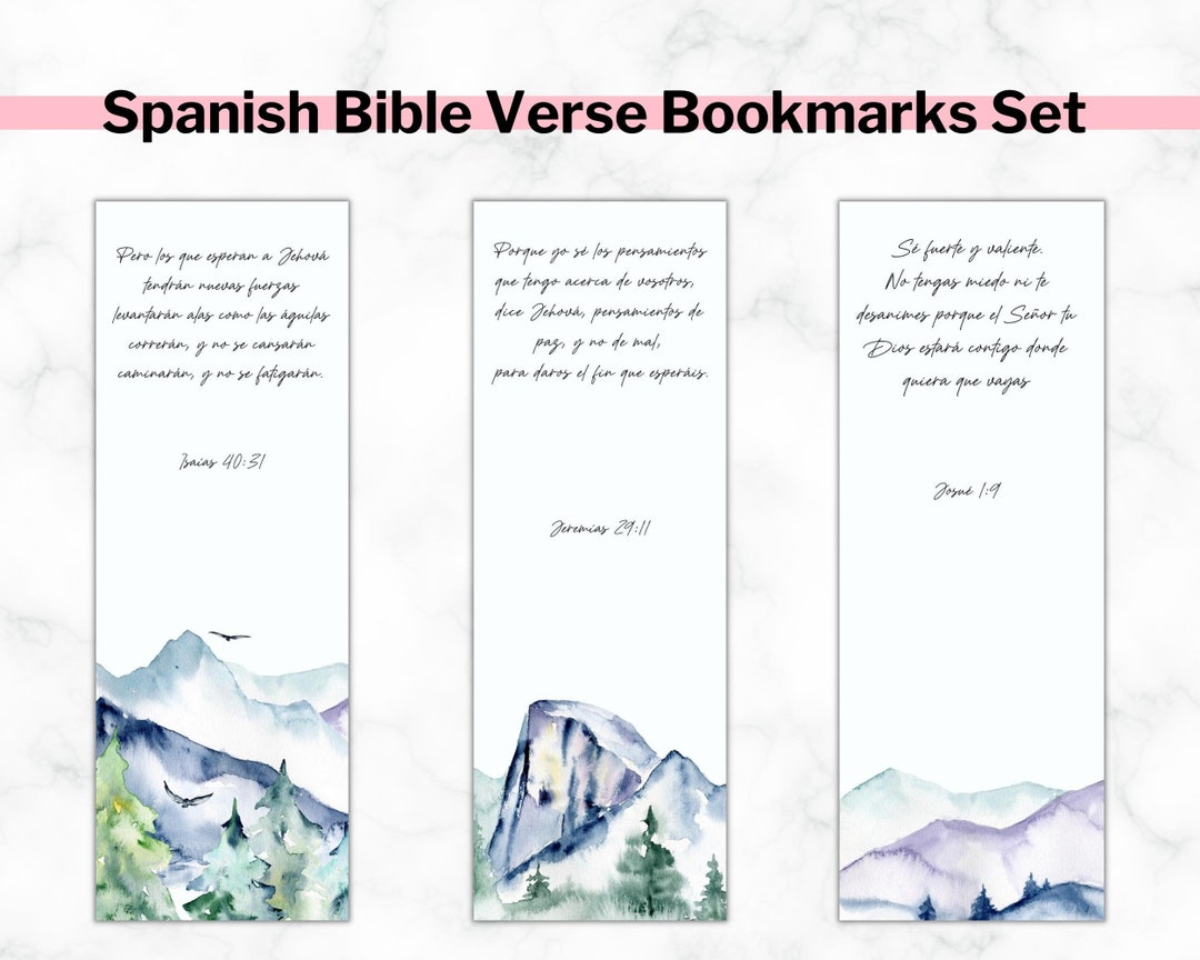 Spanish Bible Bookmarks, Printable Set of 3, 2x6 Inches, Watercolor ...