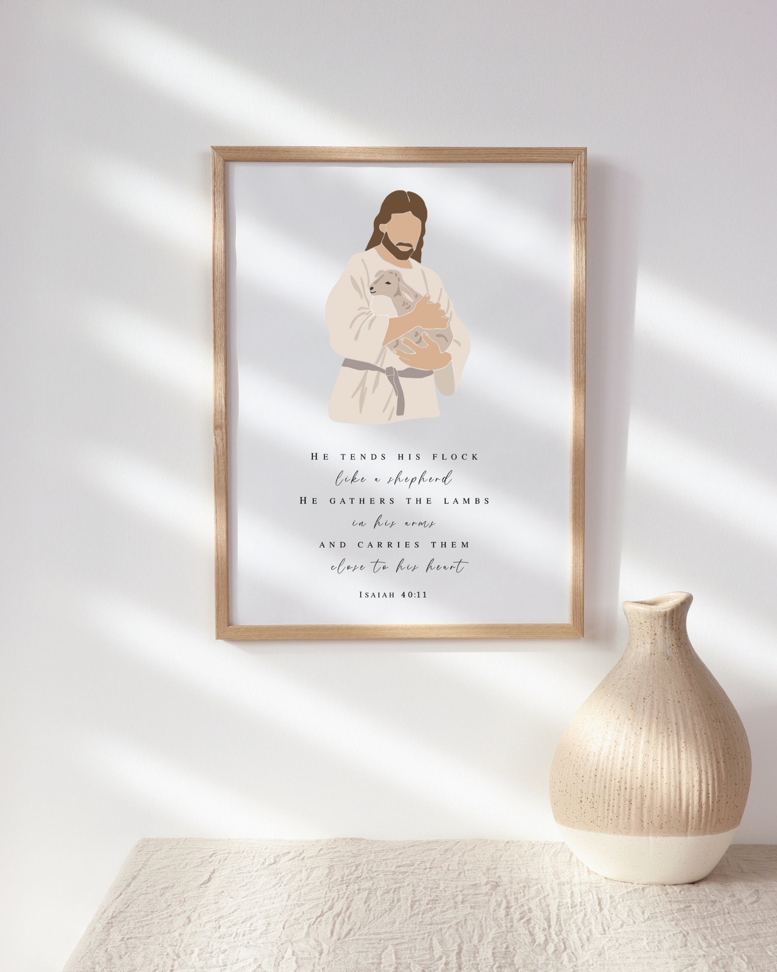 Isaiah 40:11 He Tends His Flock Like A Shepherd, Bible Verse Printable ...