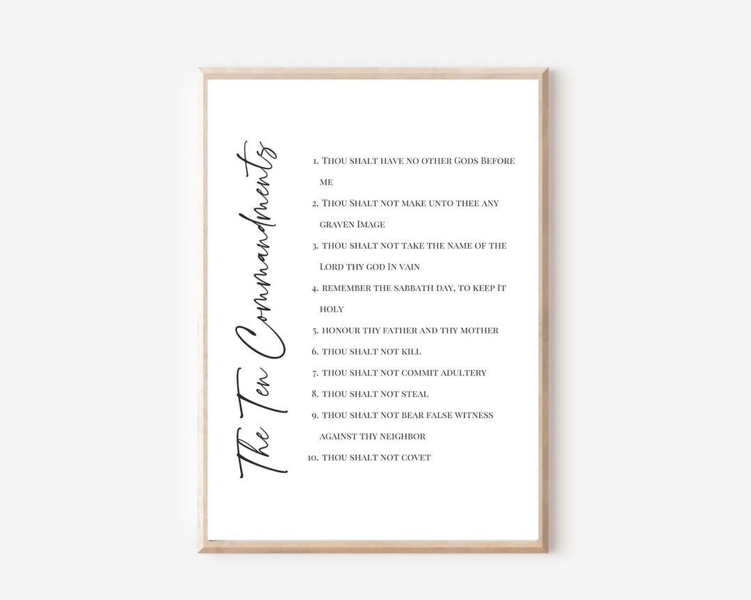 The Ten Commandments Bible Verse Wall Art Printable, Minimalist Modern ...