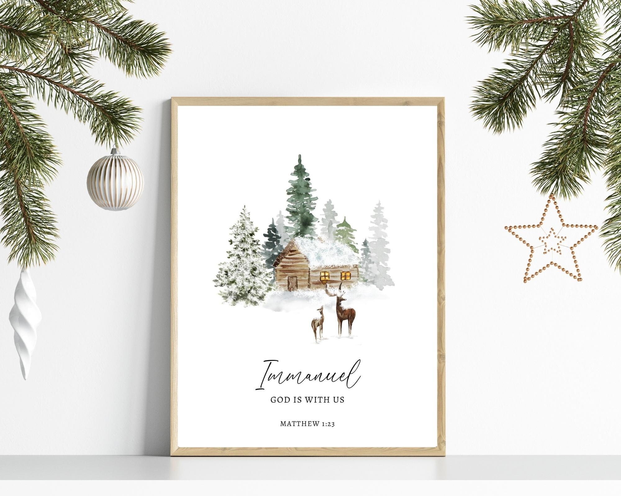 Matthew 1:23 Immanuel God is With Us, Christmas Bible Verse Printable ...