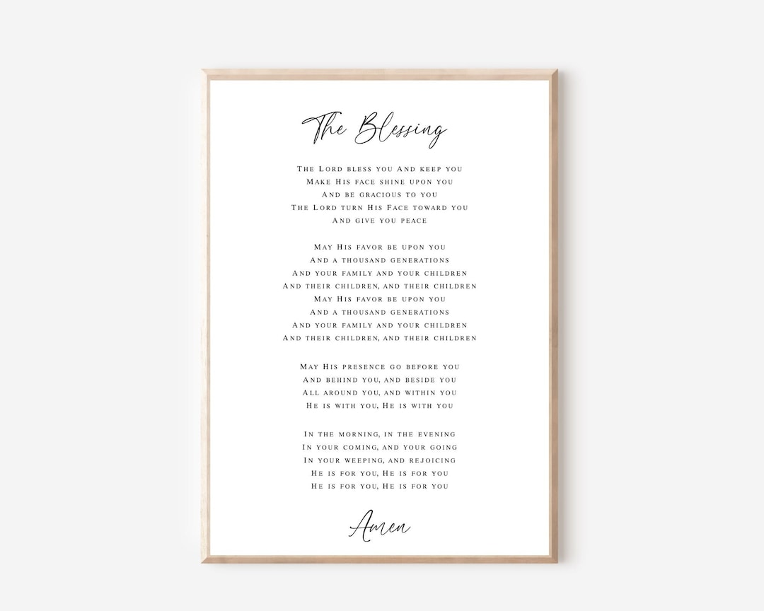 The Blessing Elevation Song Lyrics, Christian Wall Art Print,numbers 6: ...