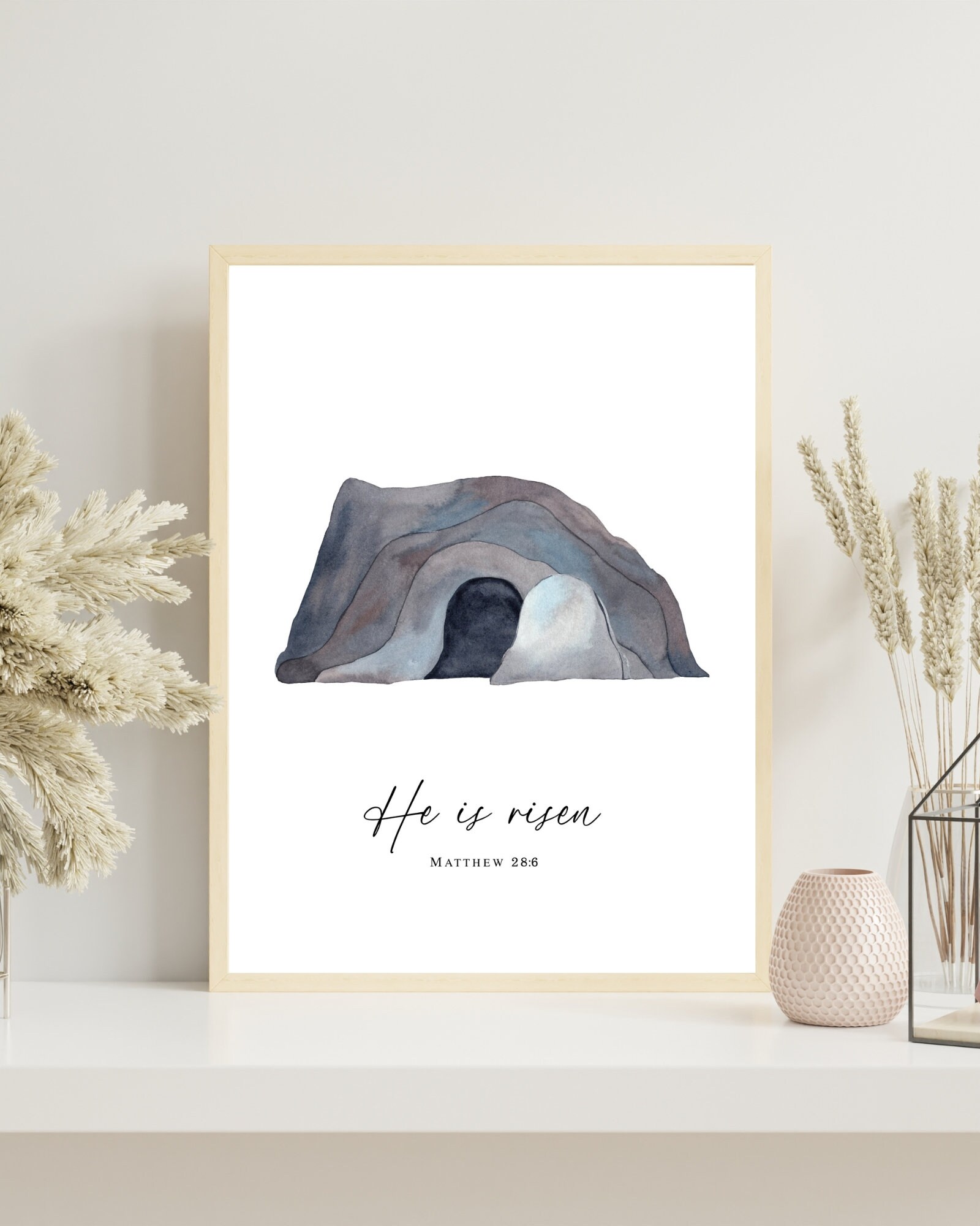 Matthew 28:6 He is Risen Easter Printable Wall Art, Easter Scripture ...