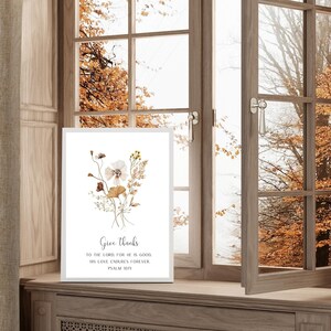 Psalm 107:1 Give Thanks to the Lord, Thanksgiving Bible Verse Wall Art ...