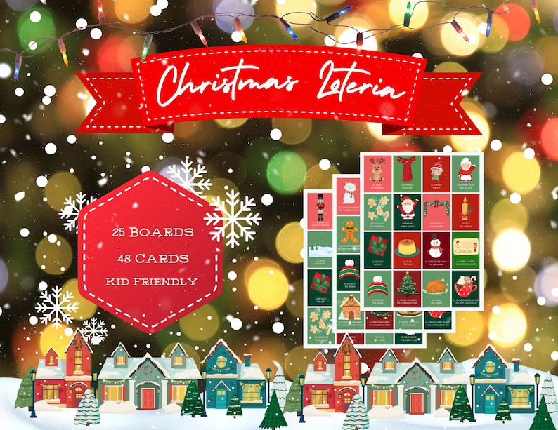 Lotería de Navidad - Inglés y Español / Lotería Para Niños / Bingo ...
