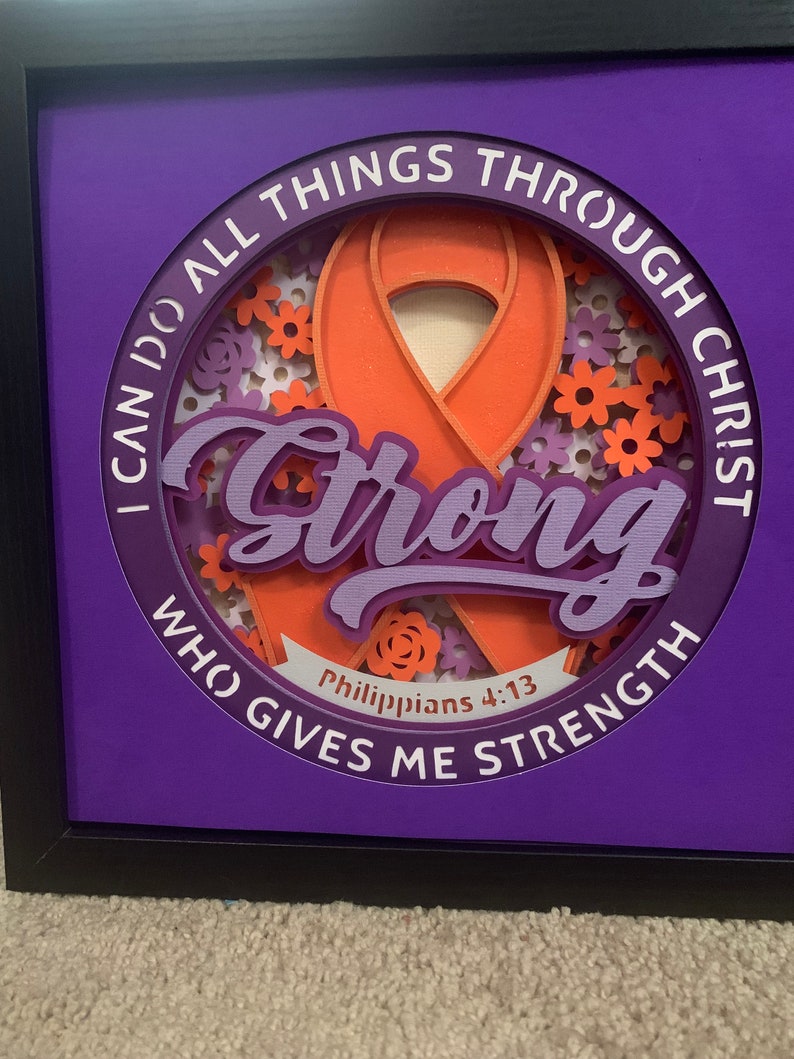 HANDMADE Cancer Awareness/support Ribbon 3d, Shadow Box Scripture ...