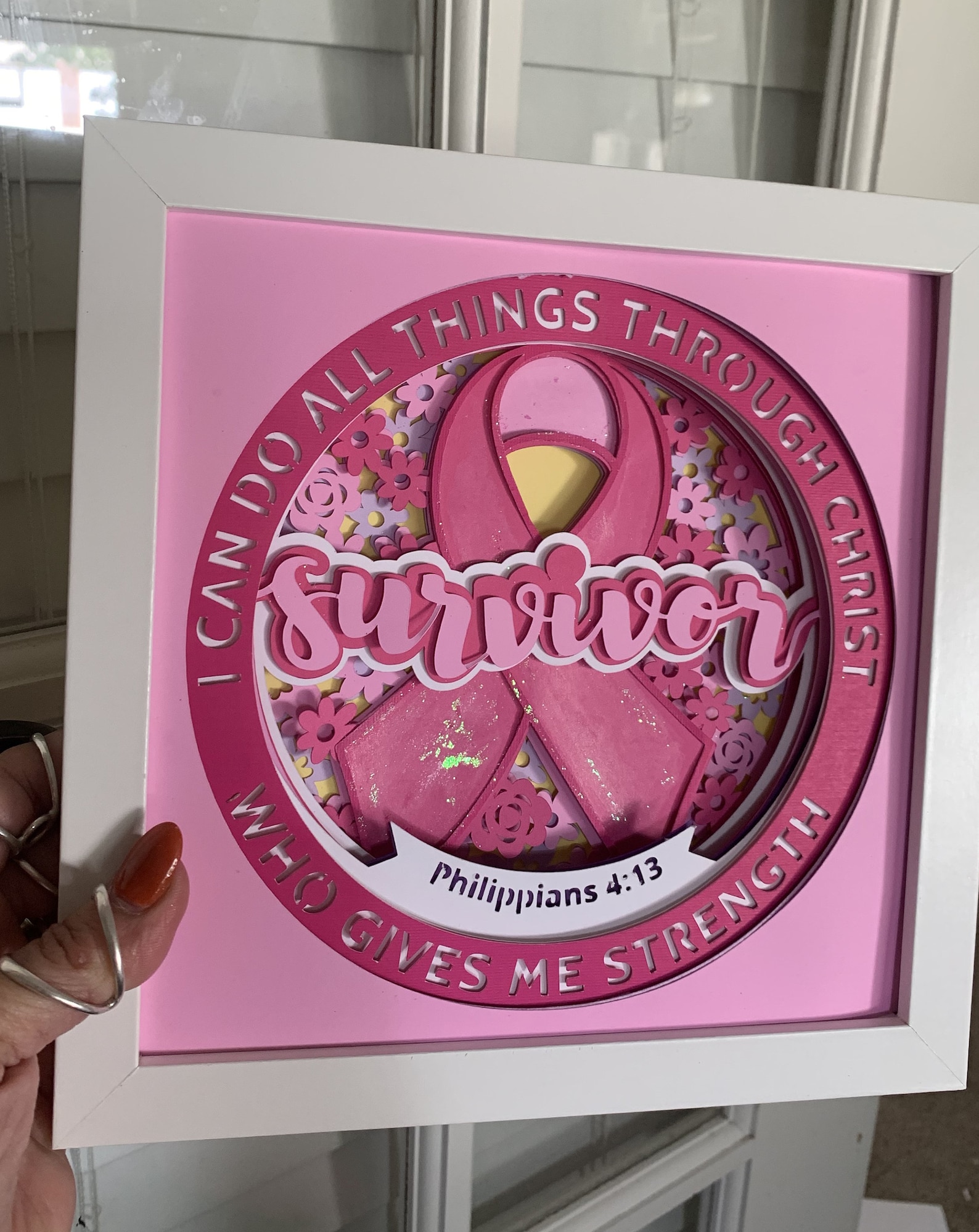 HANDMADE Cancer Awareness/support Ribbon 3d, Shadow Box Scripture ...