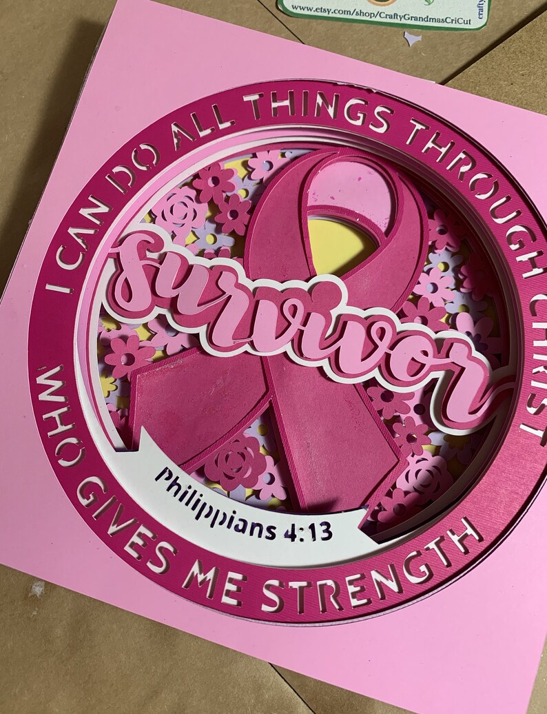 HANDMADE Cancer Awareness/support Ribbon 3d, Shadow Box Scripture ...