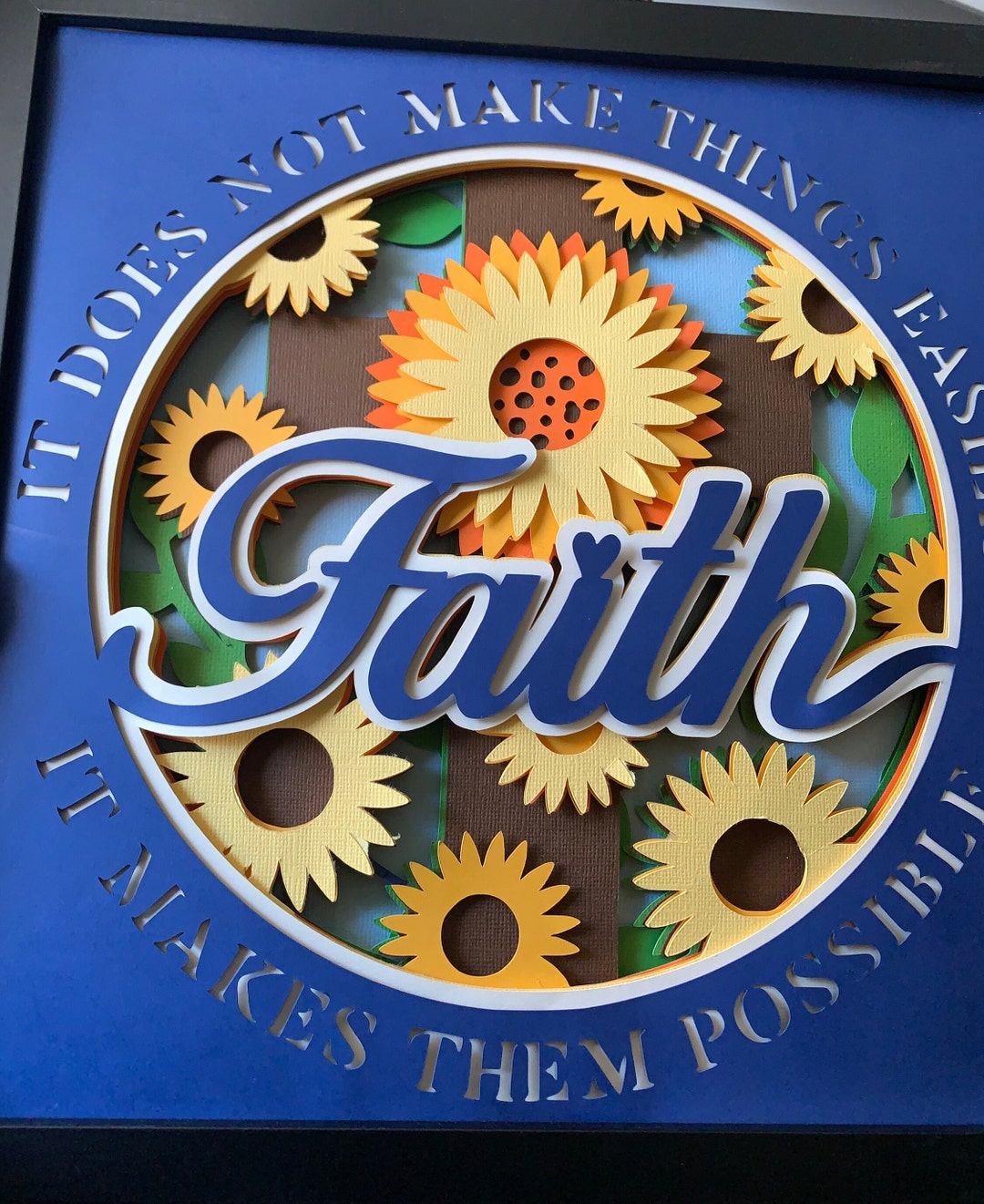 Handmade Sunflower Faith Shadow Box: Christian Bible Verse Art - Etsy