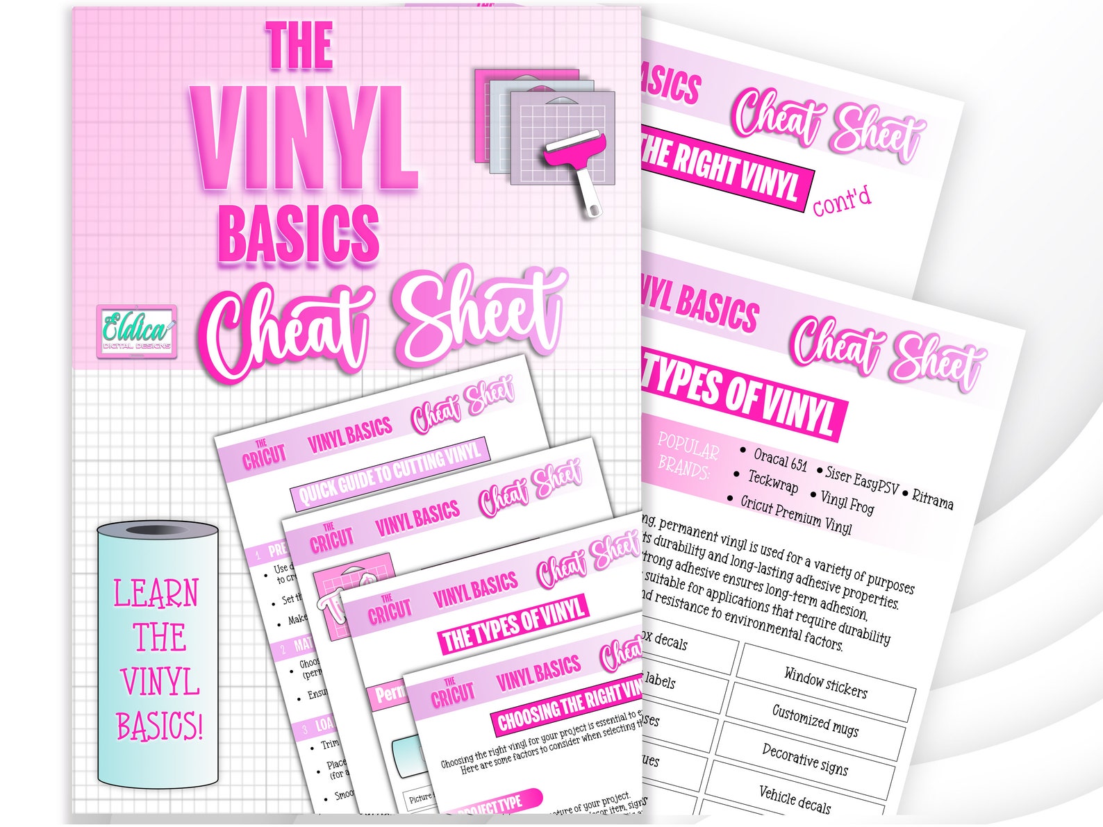 Vinyl Basics Cheat Sheet, Vinyl Guide, Printable Cricut Workbook, Learn ...