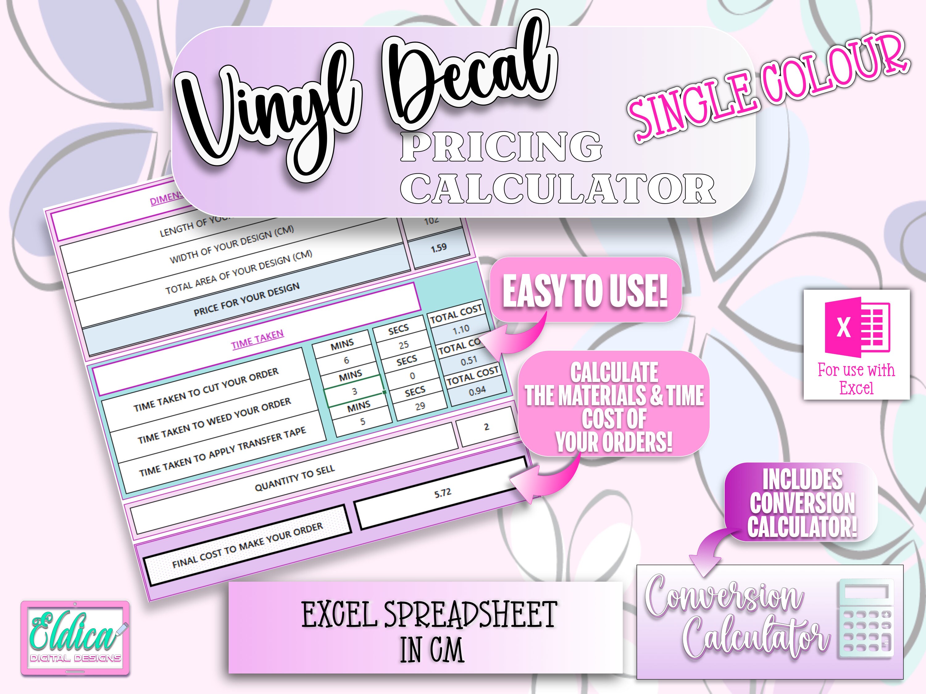 Vinyl Decal Pricing Calculator for Small Businesses in Cm - Etsy