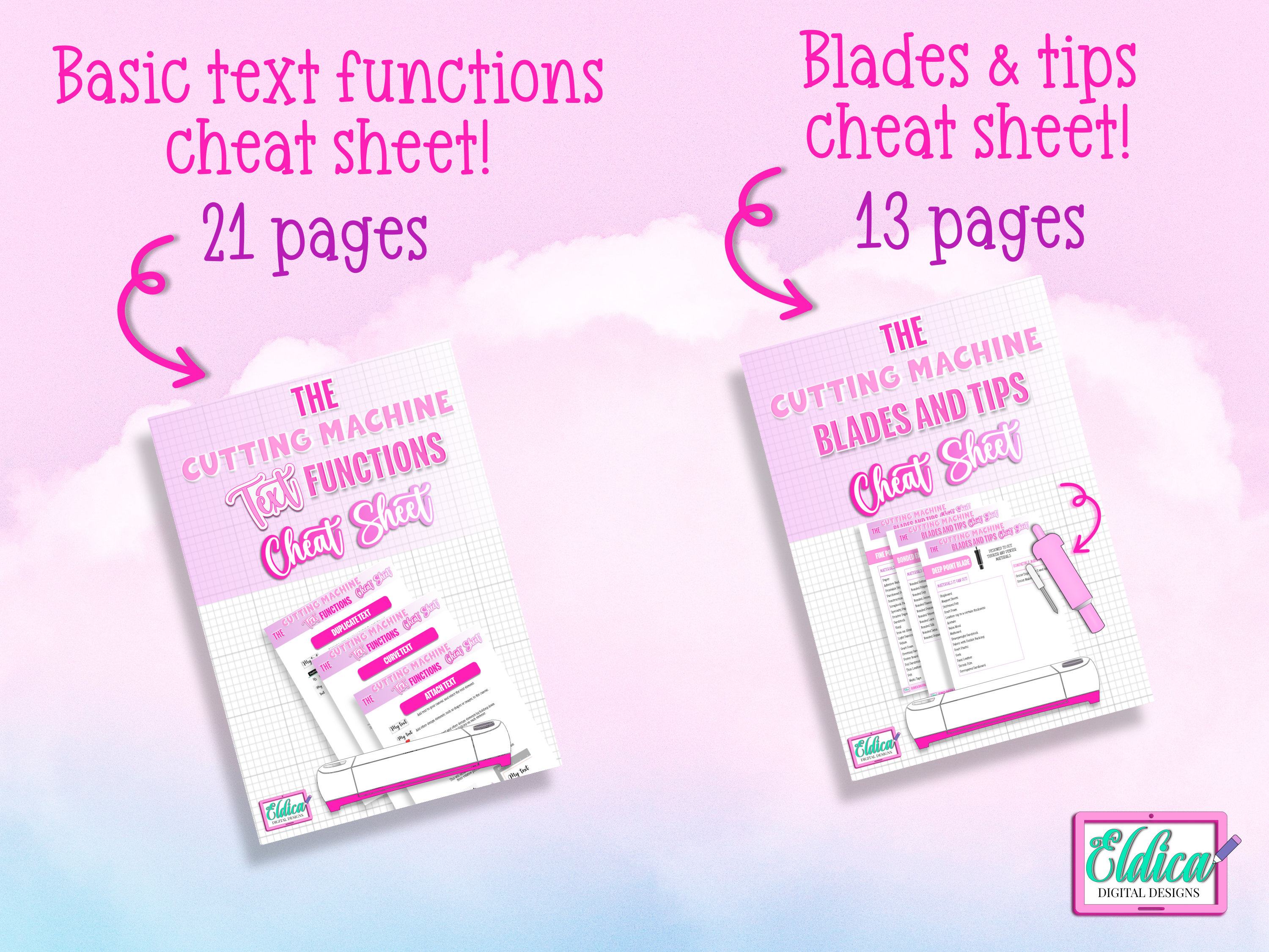 Cutting Machine Cheat Sheet Bundle, Cricut Glossary, Printable Cricut ...