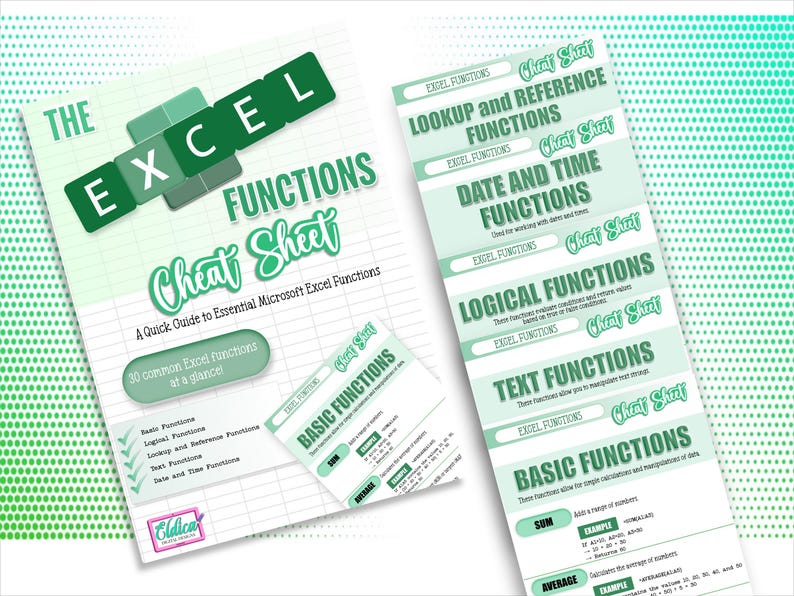 Microsoft Excel Cheat Sheet, Excel Formulas Guide, Printable Excel ...