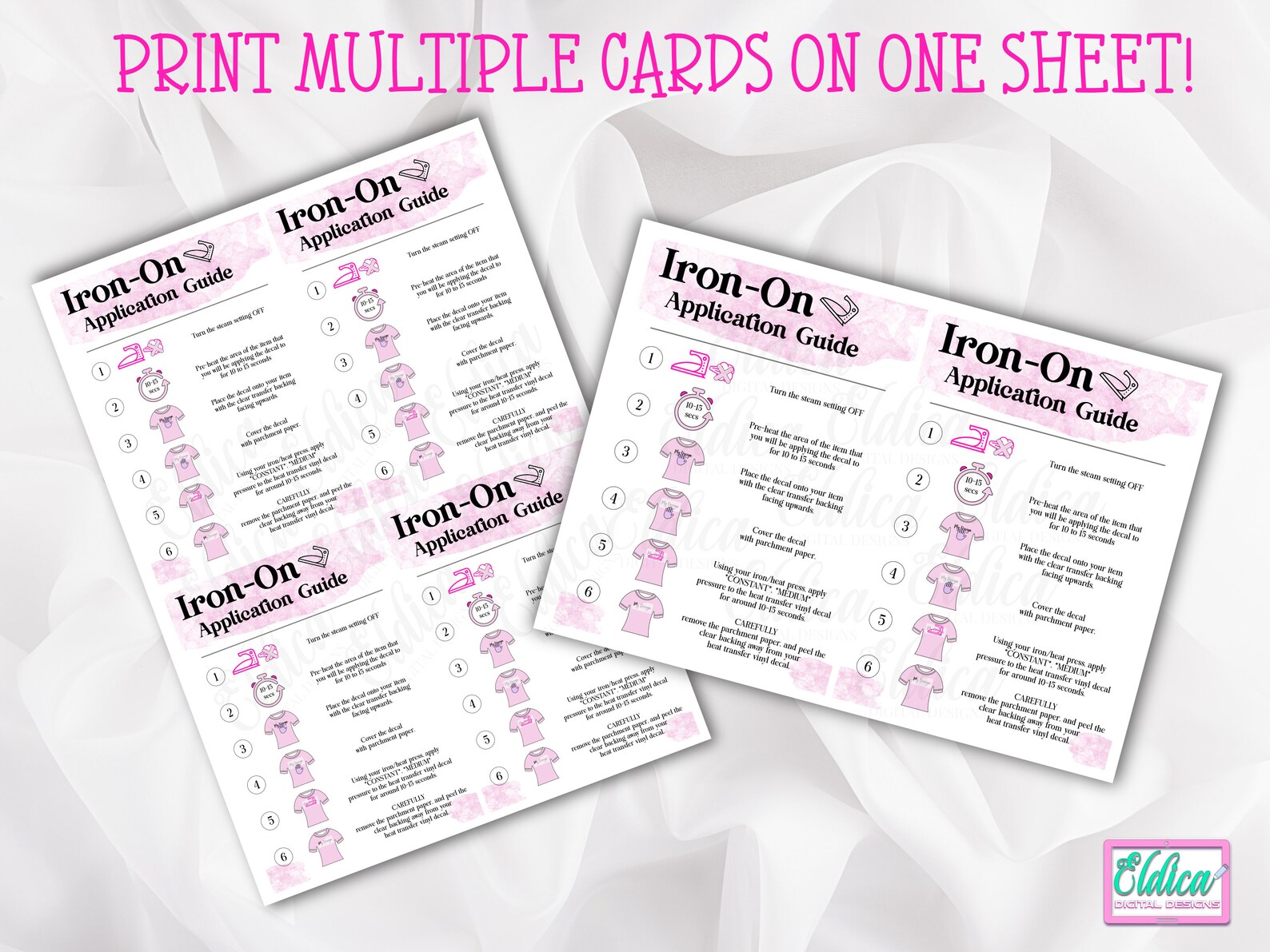 Printable Iron-on Instructions, HTV Decal Application Order Card, DIY ...