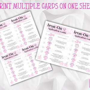 Printable Iron-on Instructions, HTV Decal Application Order Card, DIY ...