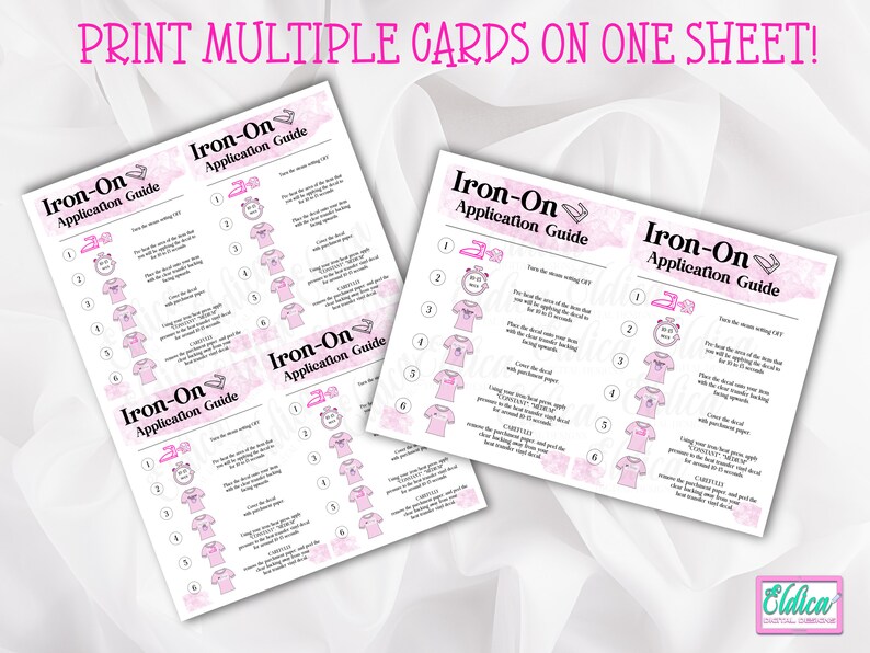 Printable Iron-on Instructions, HTV Decal Application Order Card, DIY ...